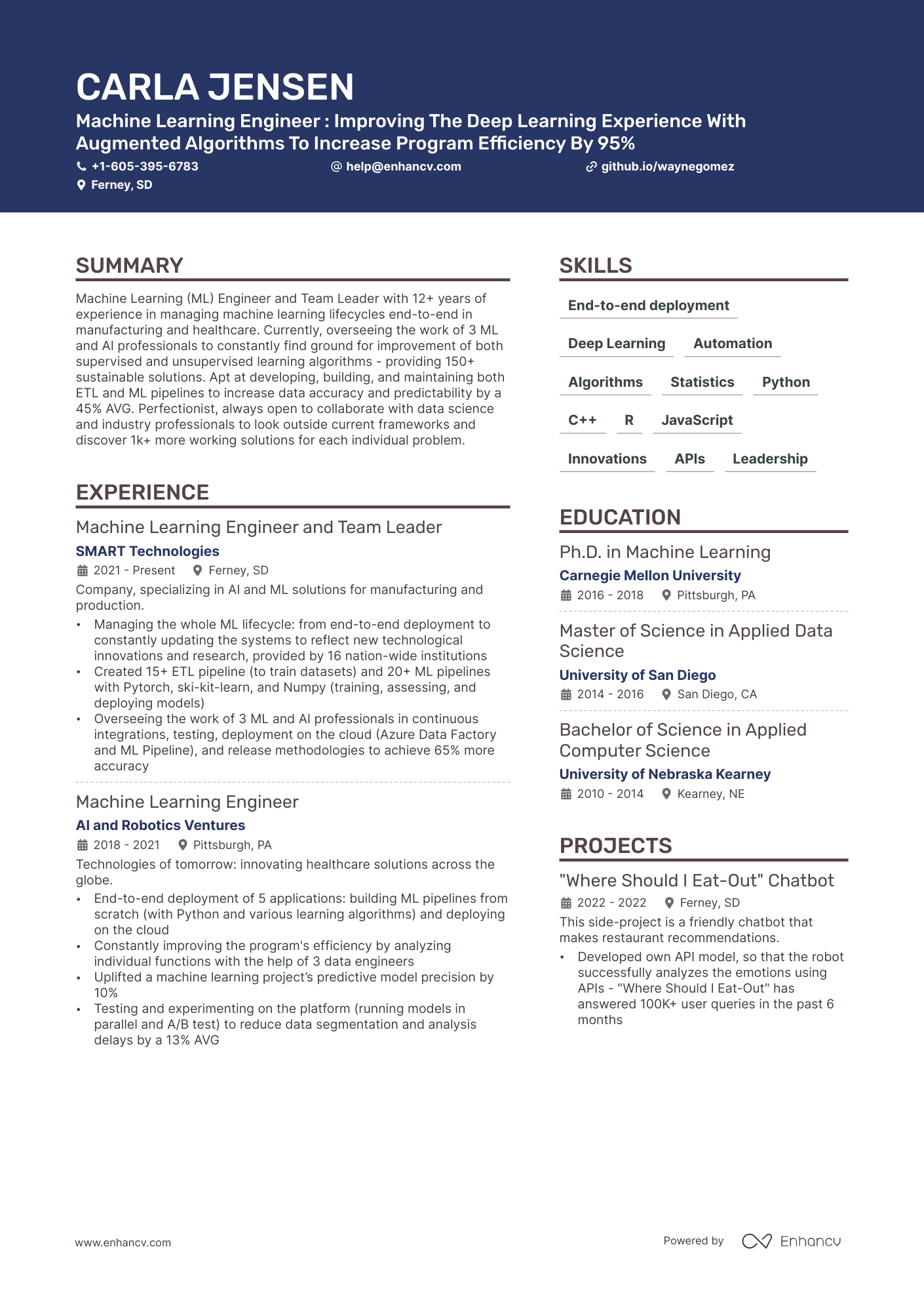 5 Machine Learning Resume Examples & Guide for 2025