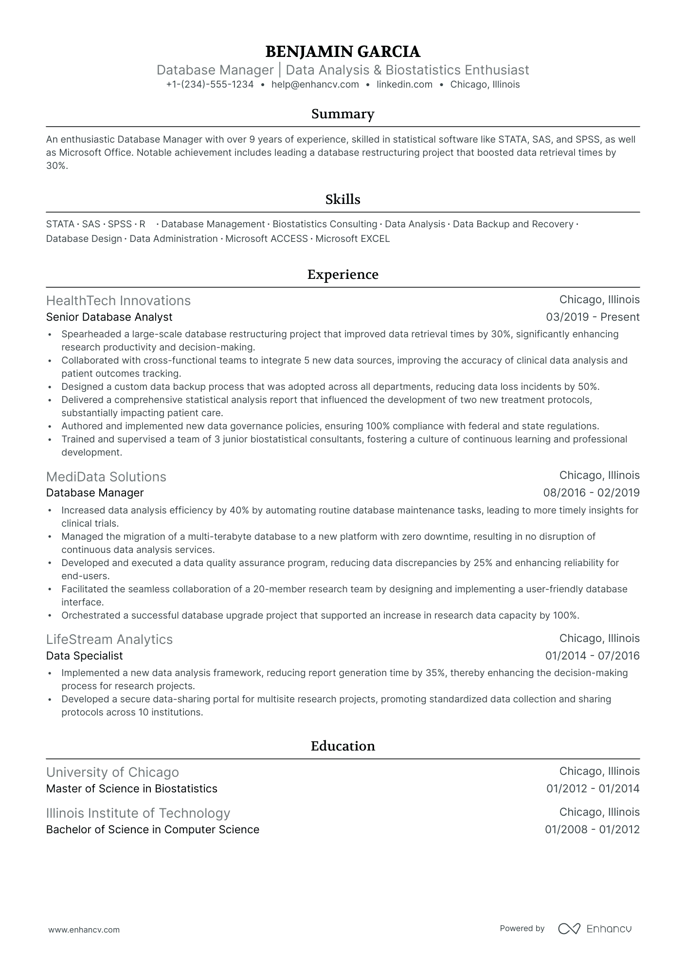 5 Database Manager Resume Examples & Guide for 2024