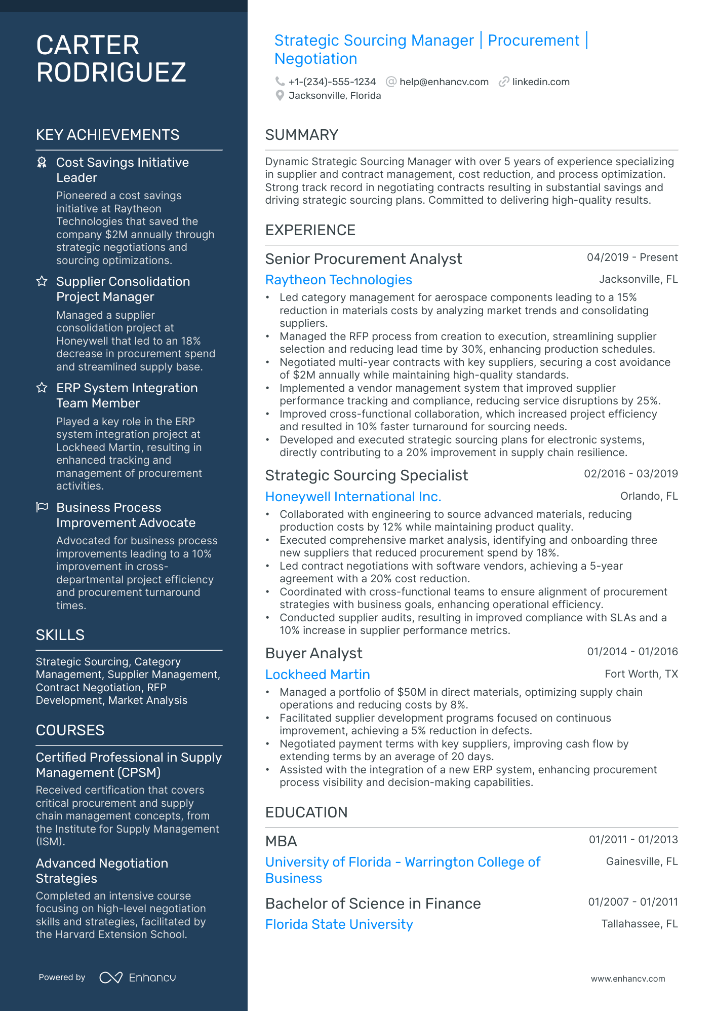 10 Strategic Sourcing Manager Resume Examples & Guide for 2025