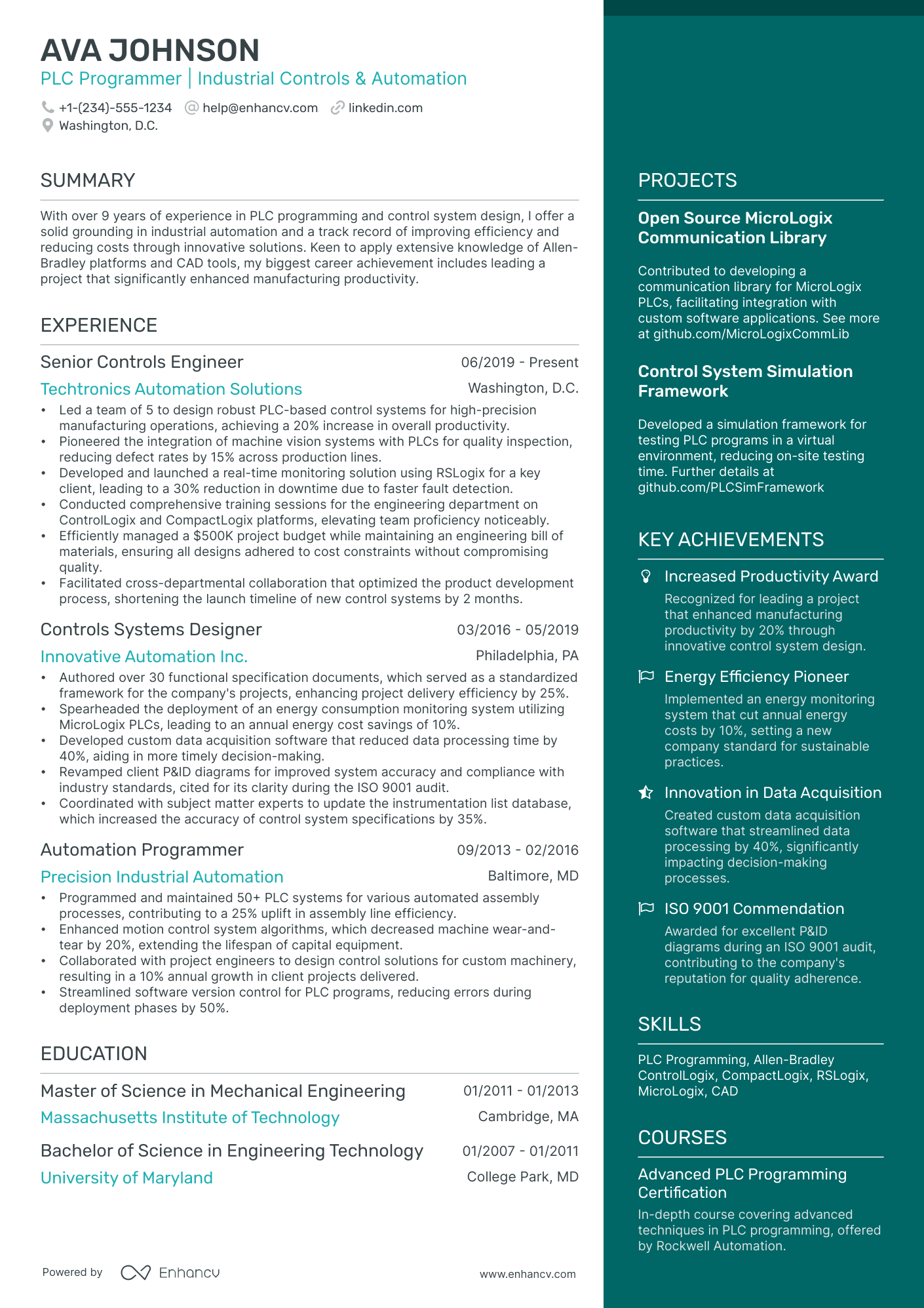 10 PLC Programmer Resume Examples & Guide for 2025