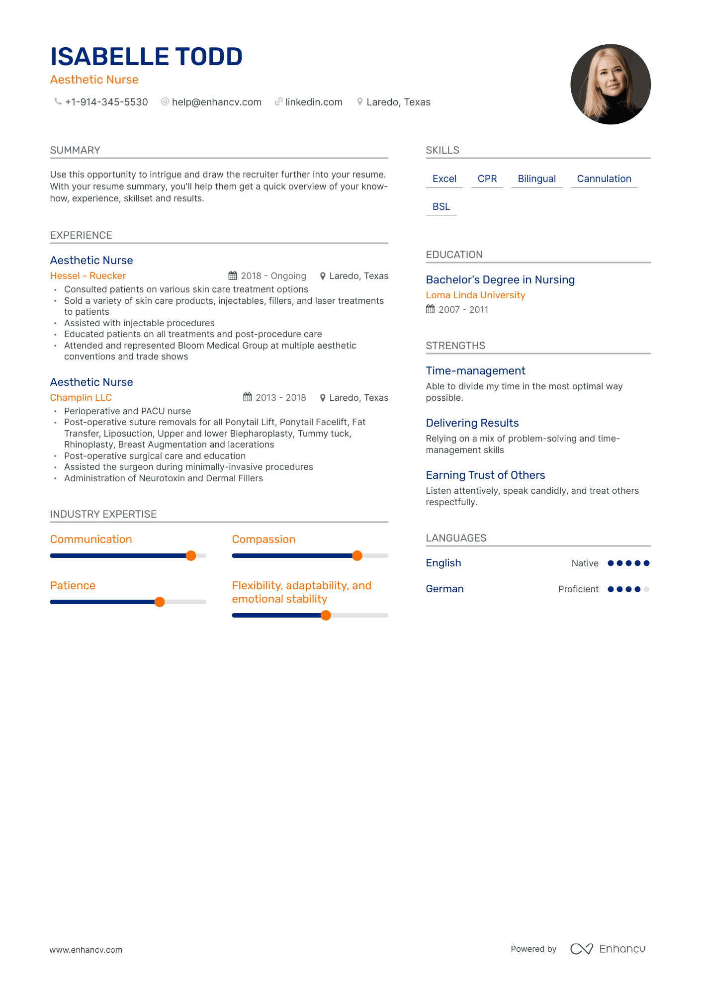 Aesthetic Nurse Resume Examples & Guide for 2023 (Layout, Skills ...