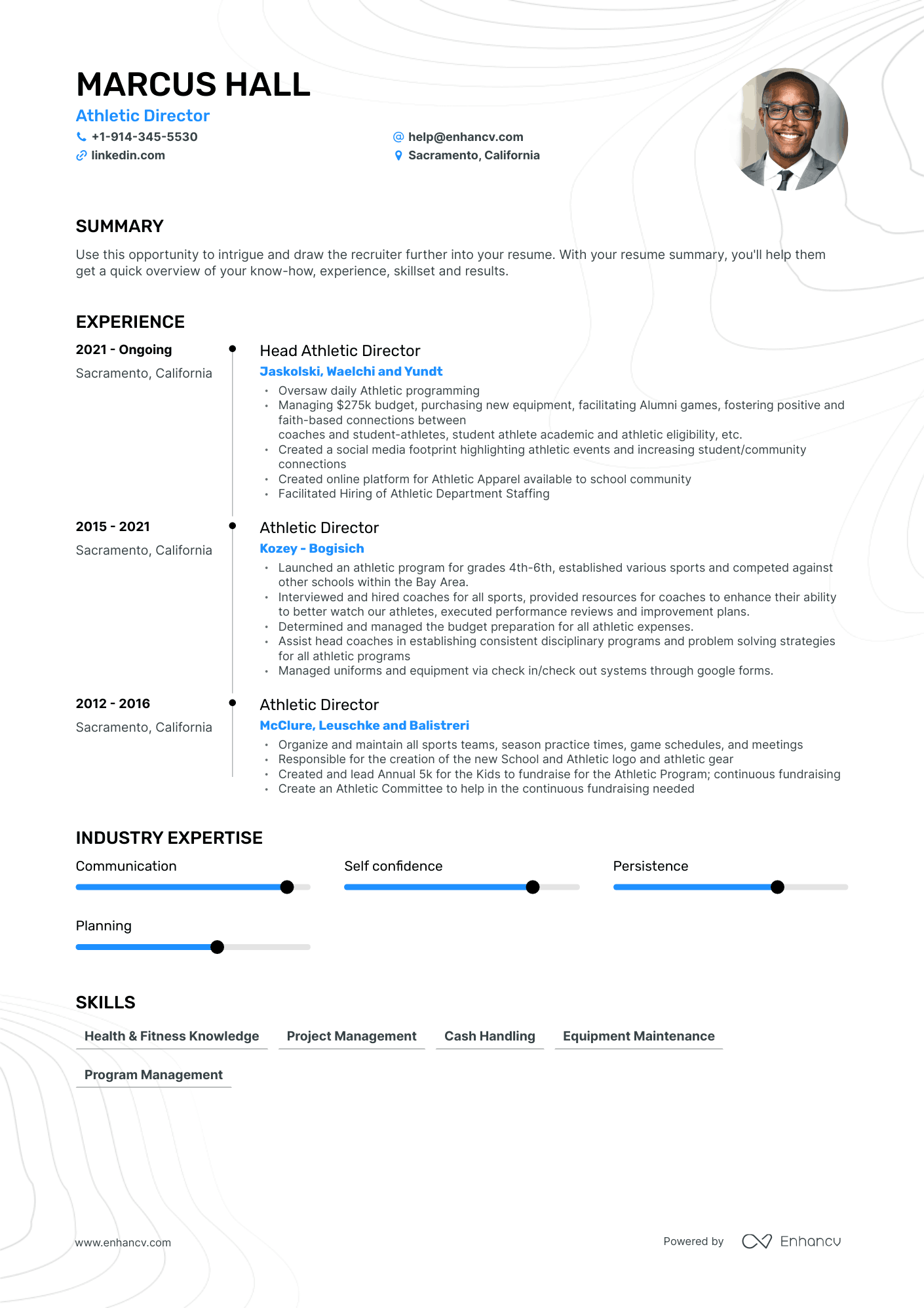Athletic Director Resume Examples & Guide for 2023 (Layout, Skills ...