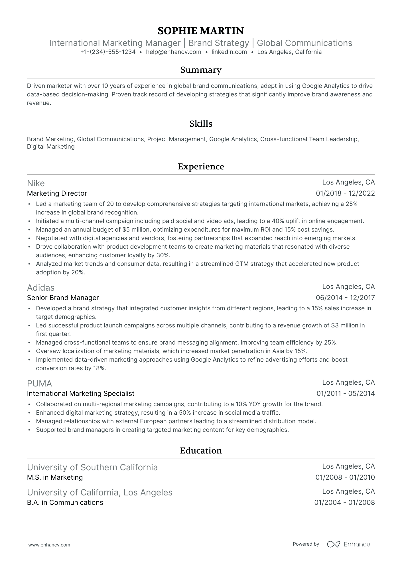 10 International Marketing Manager Resume Examples & Guide for 2026