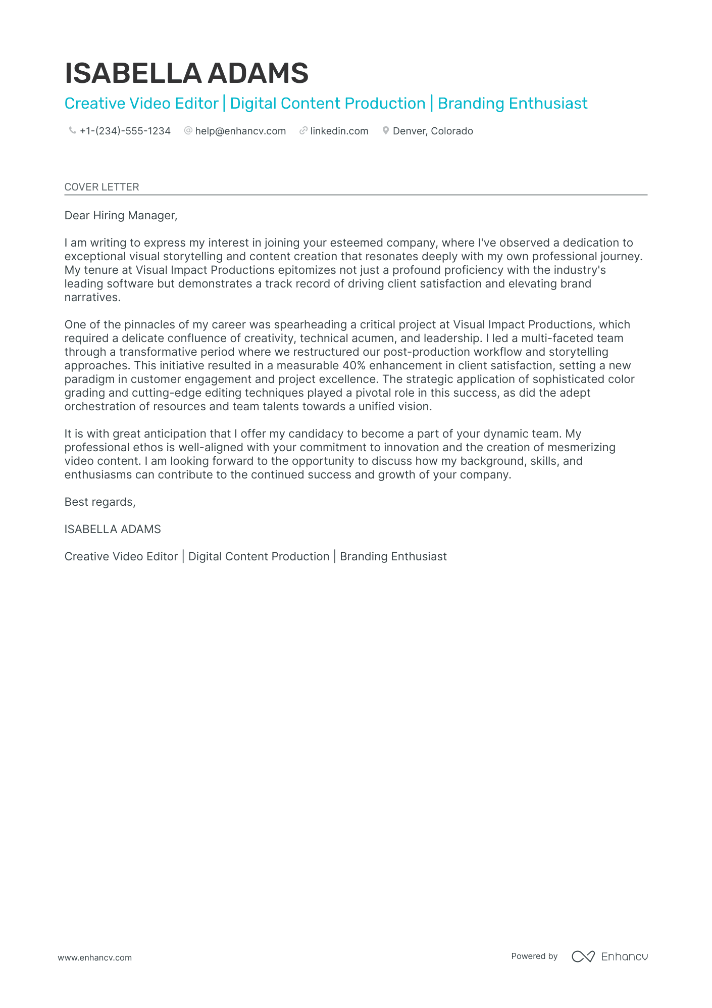 7 Professional Video Editor Cover Letter Examples and Template for 2026 ...