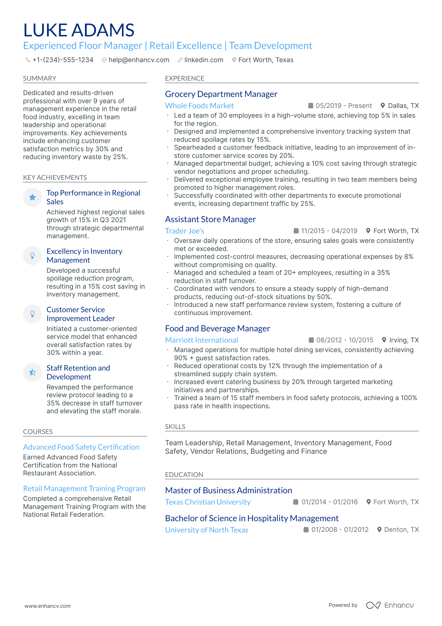 10 Floor Manager Resume Examples, Templates & Guide for 2025