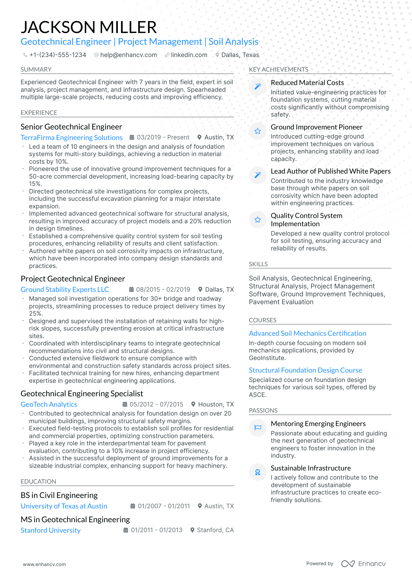 10 Geotechnical Engineering Resume Examples & Guide for 2026