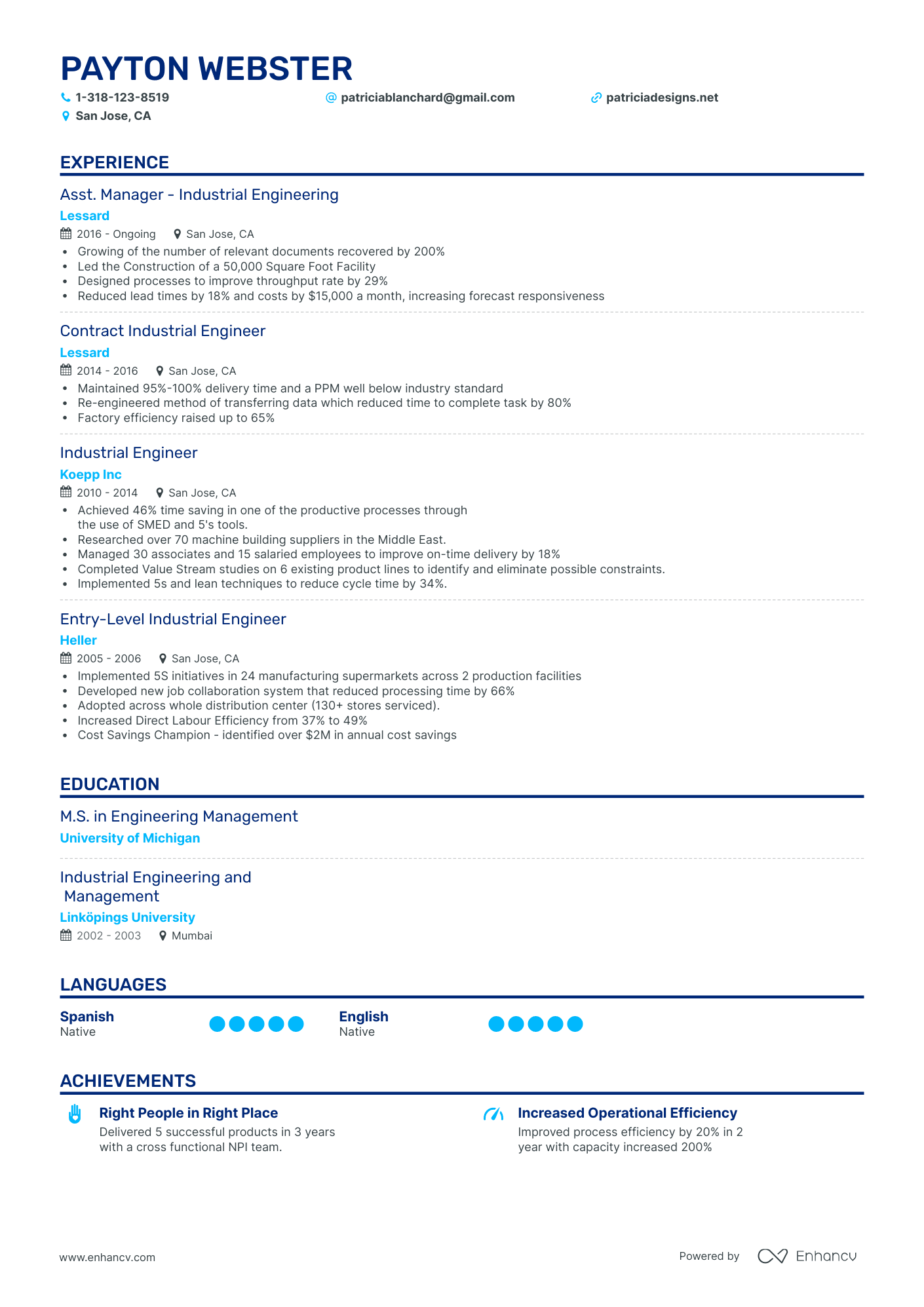 Industrial Engineer Resume Examples + Expert Advice | Enhancv.com ...