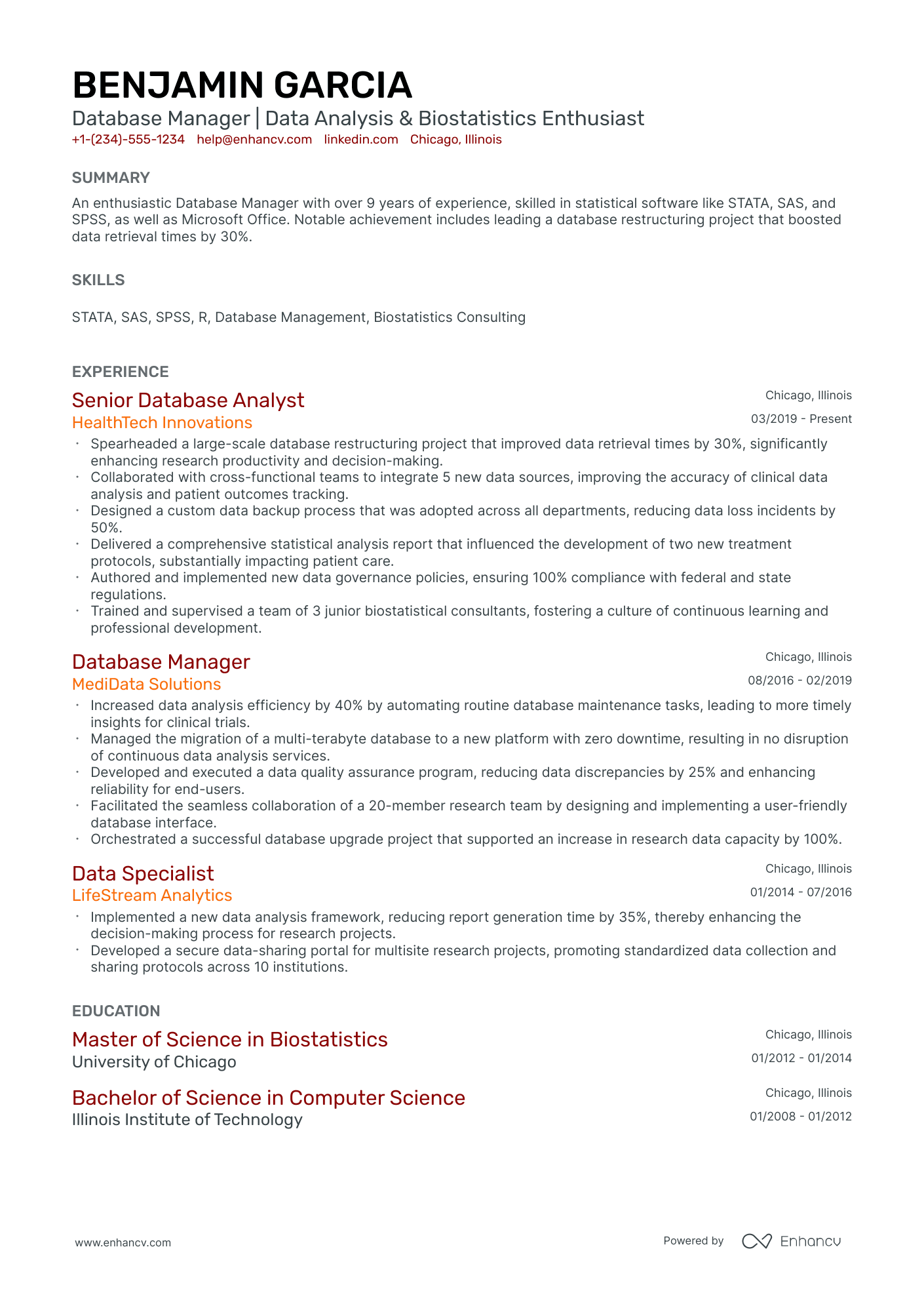 10 Database Manager Resume Examples & Guide for 2026