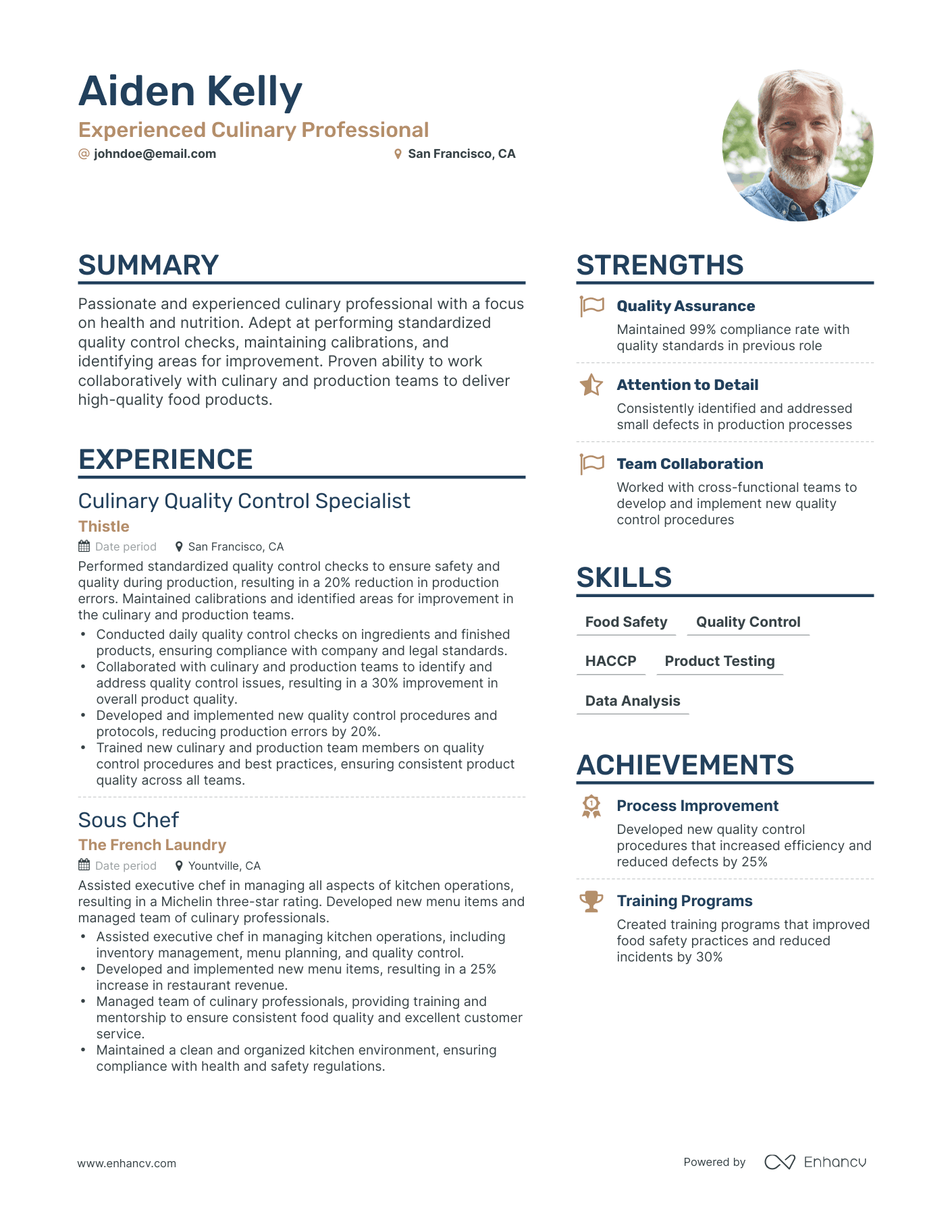 5 Culinary Resume Examples & Guide for 2024