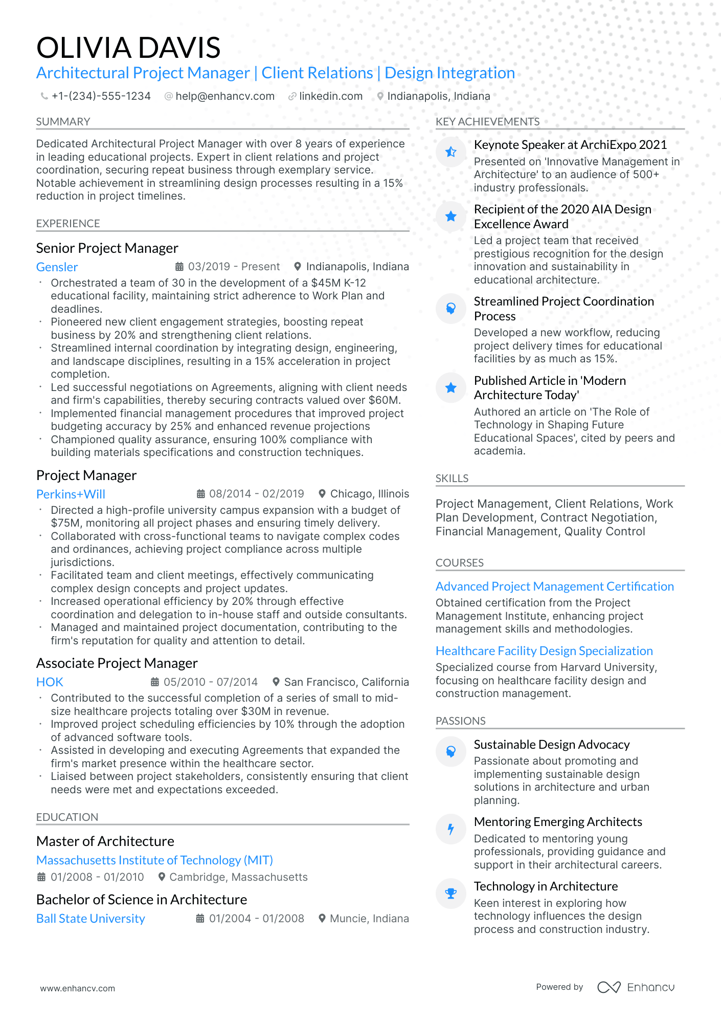 10 Architectural Project Manager Resume Examples & Guide for 2026