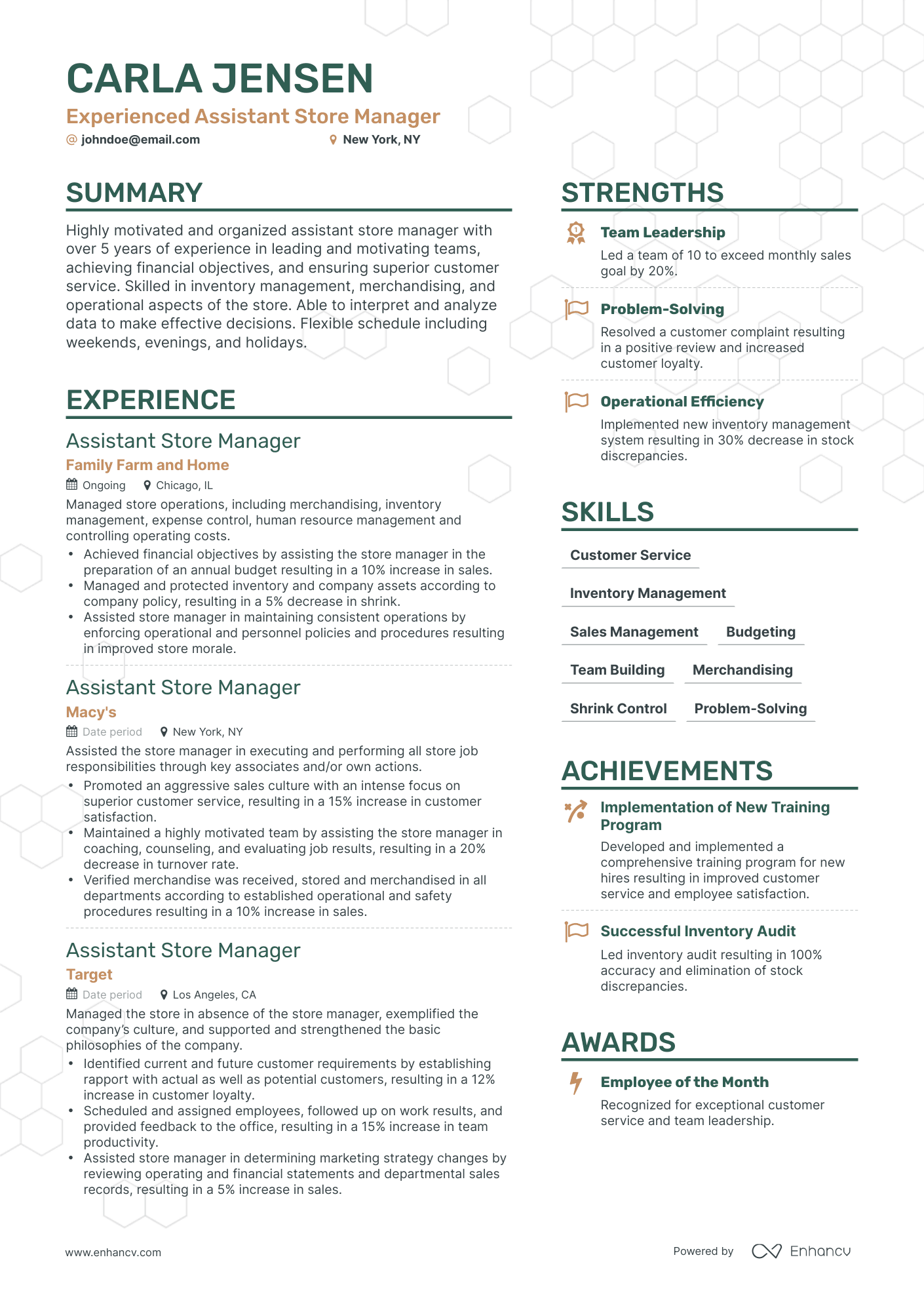 5 Assistant Store Manager Resume Examples & Guide for 2024