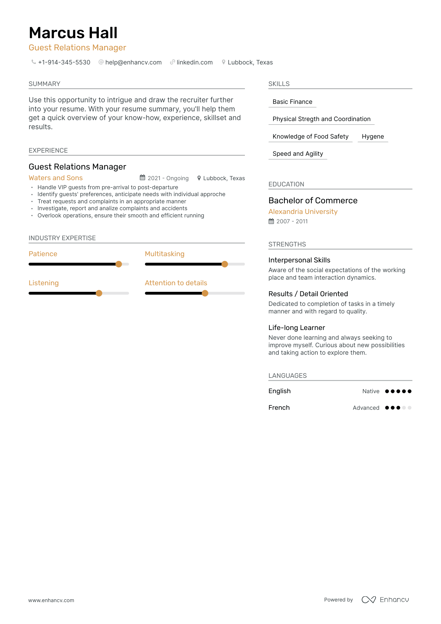 Guest Relations Manager Resume Examples & Guide for 2023 (Layout ...