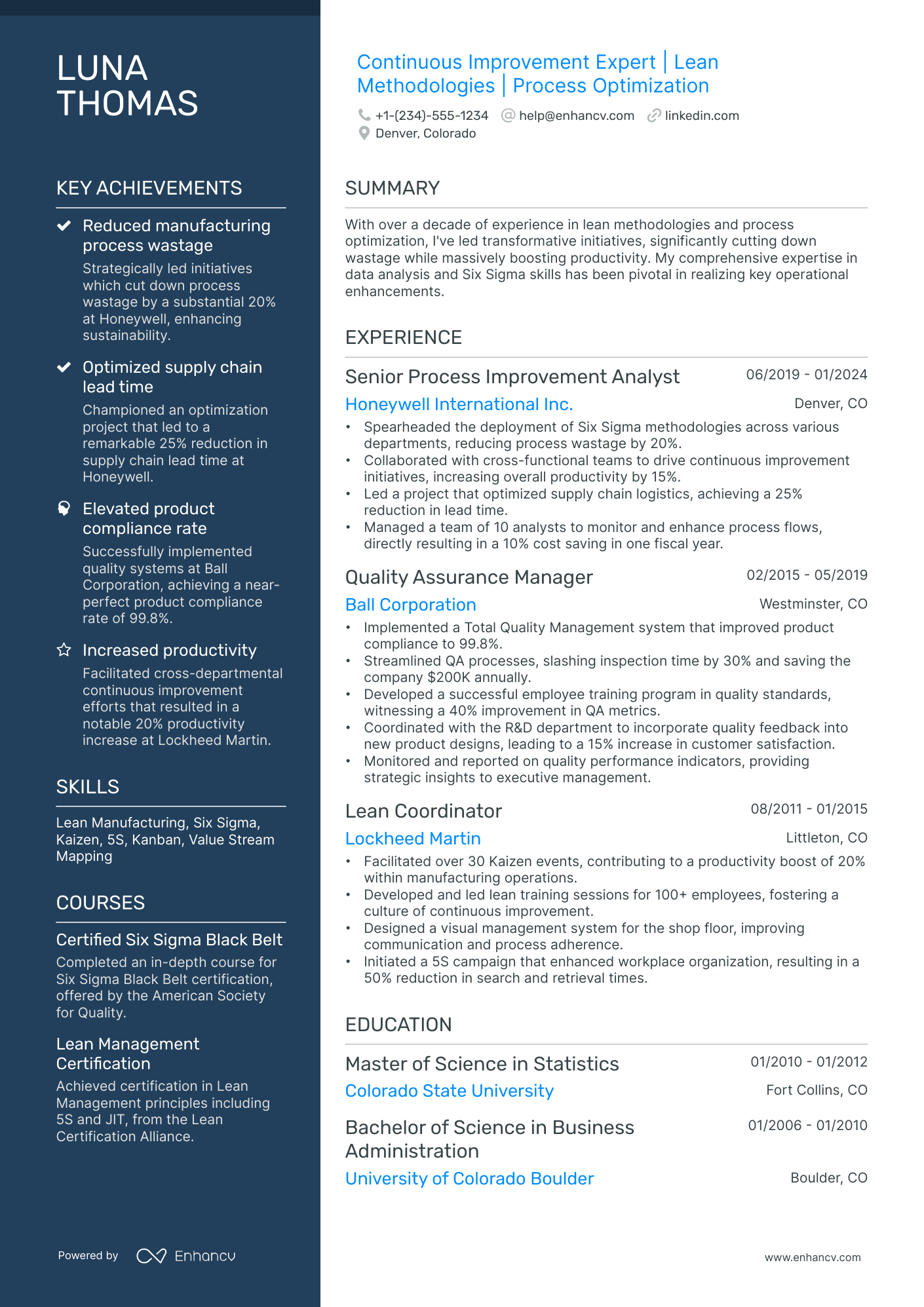 10 Continuous Improvement Manager Resume Examples & Guide for 2026