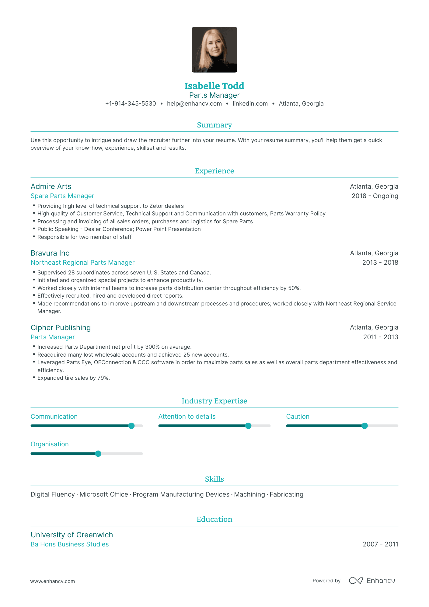 Parts Manager Resume Examples & Guide for 2023 (Layout, Skills ...