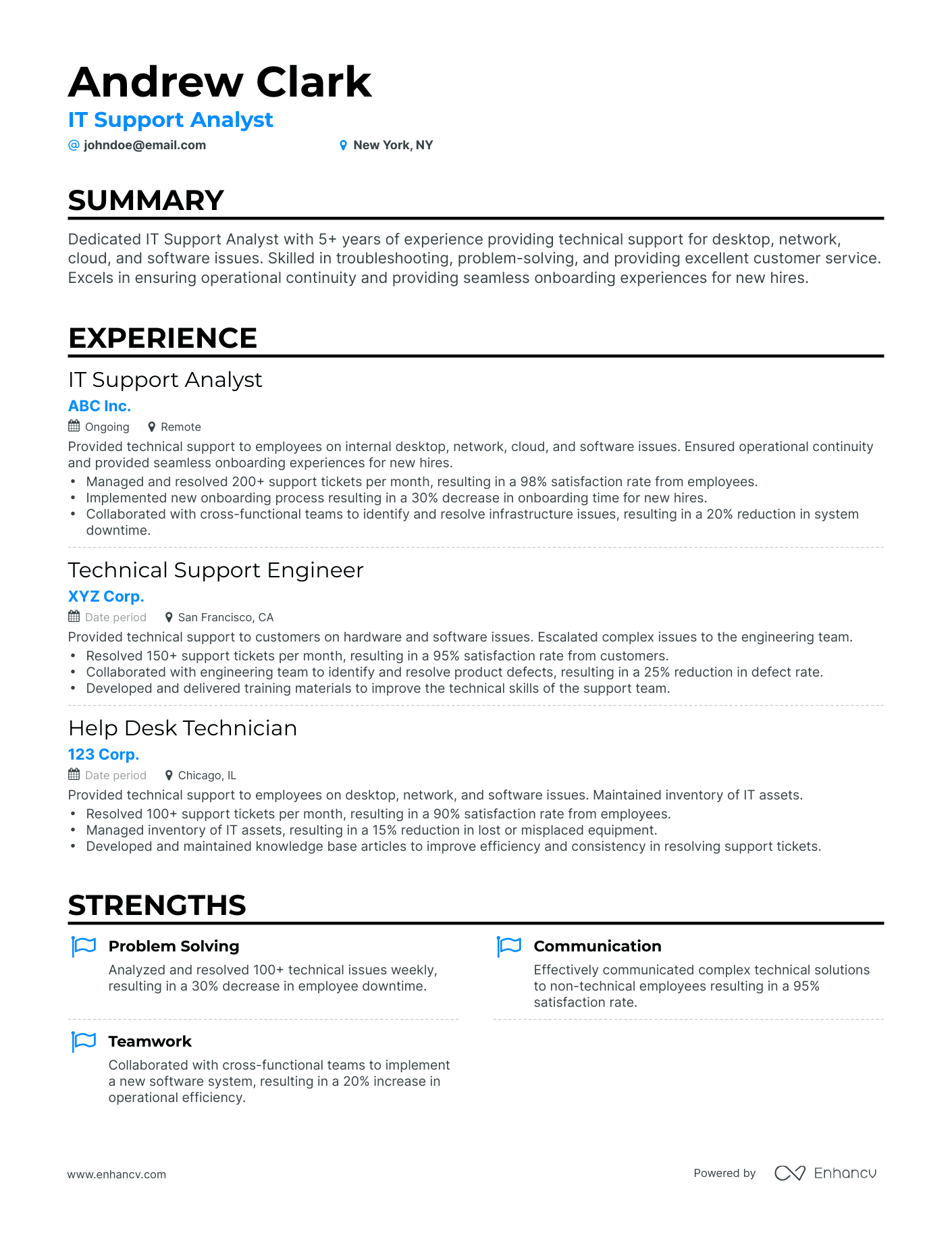 5 IT Support Analyst Resume Examples & Guide for 2024