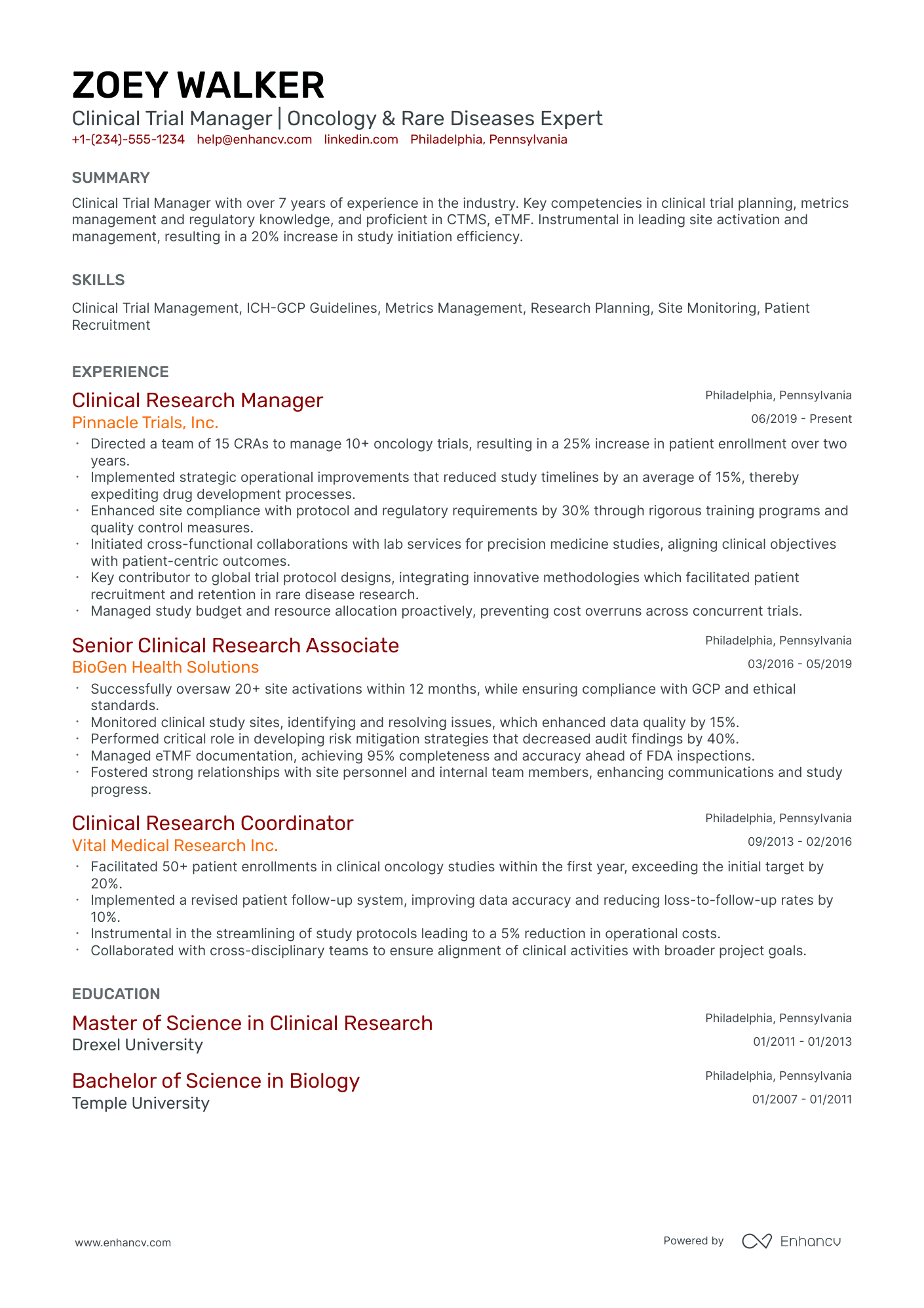 10 Clinical Trial Manager Resume Examples & Guide for 2026