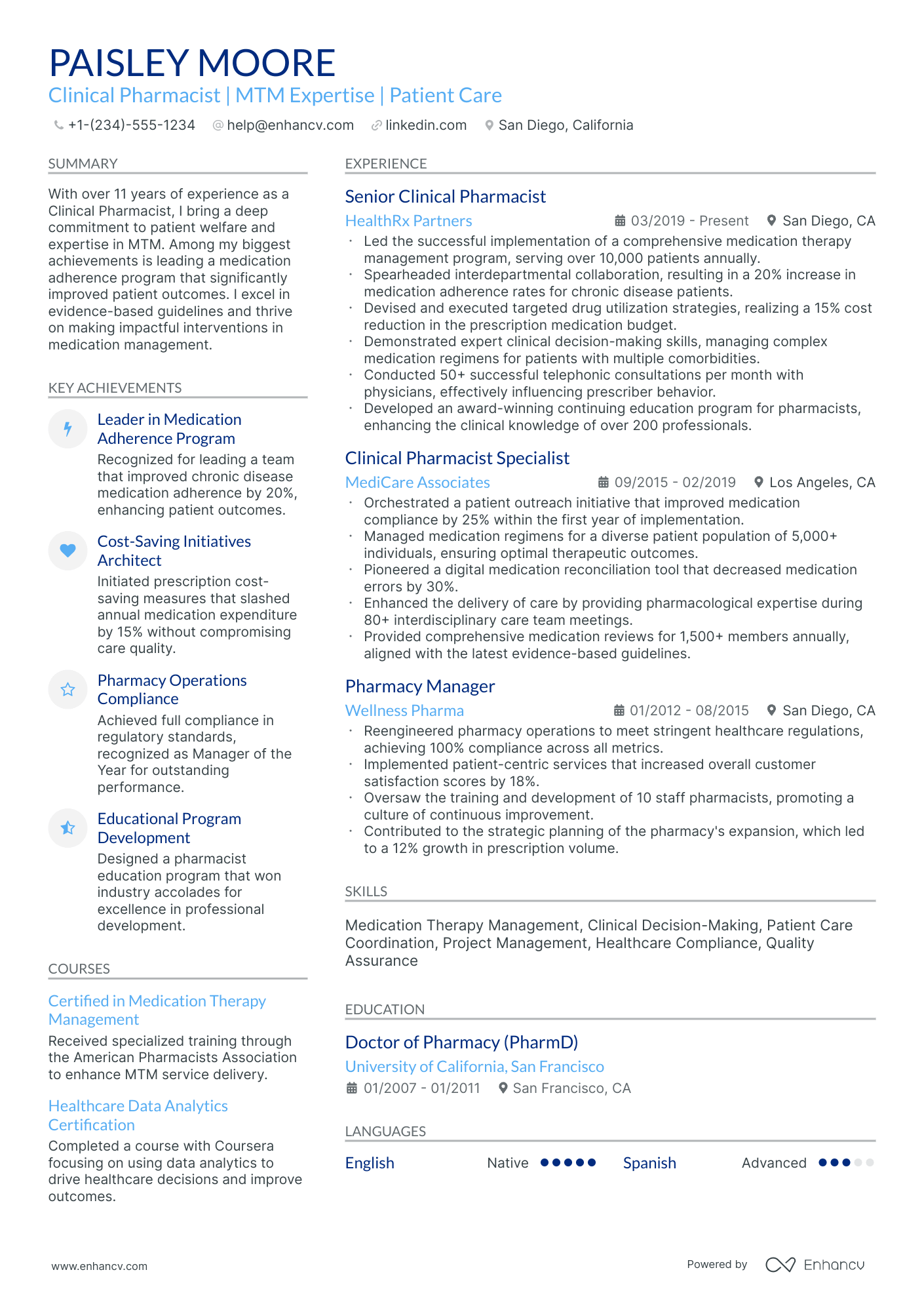 10 Clinical Pharmacist Resume Examples & Guide for 2026