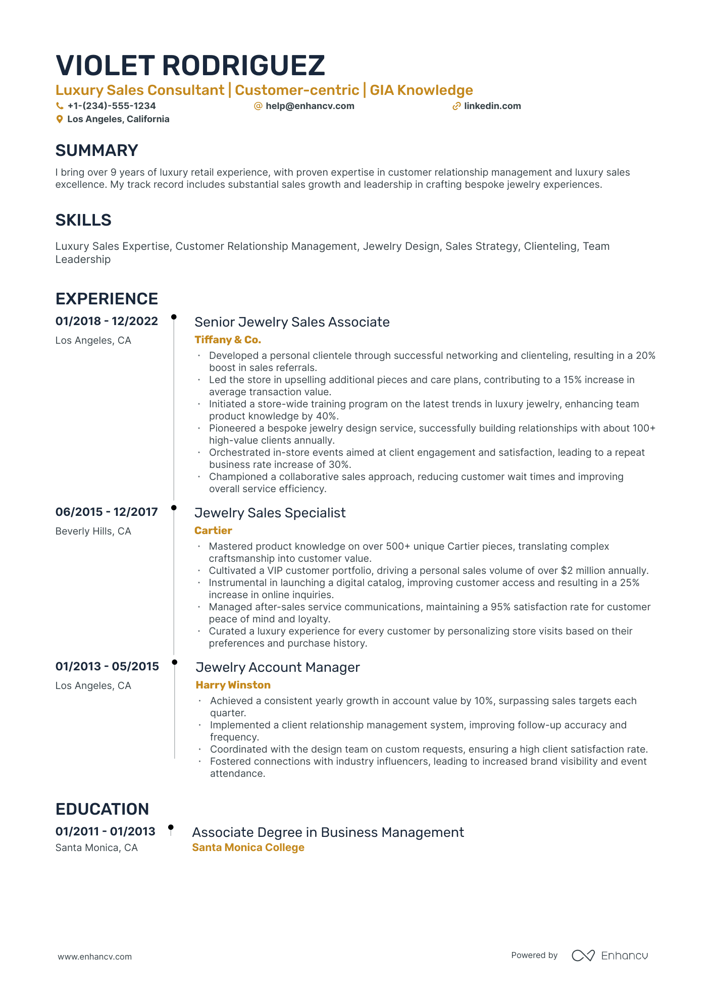 10 Jewelry Sales Resume Examples & Guide for 2026