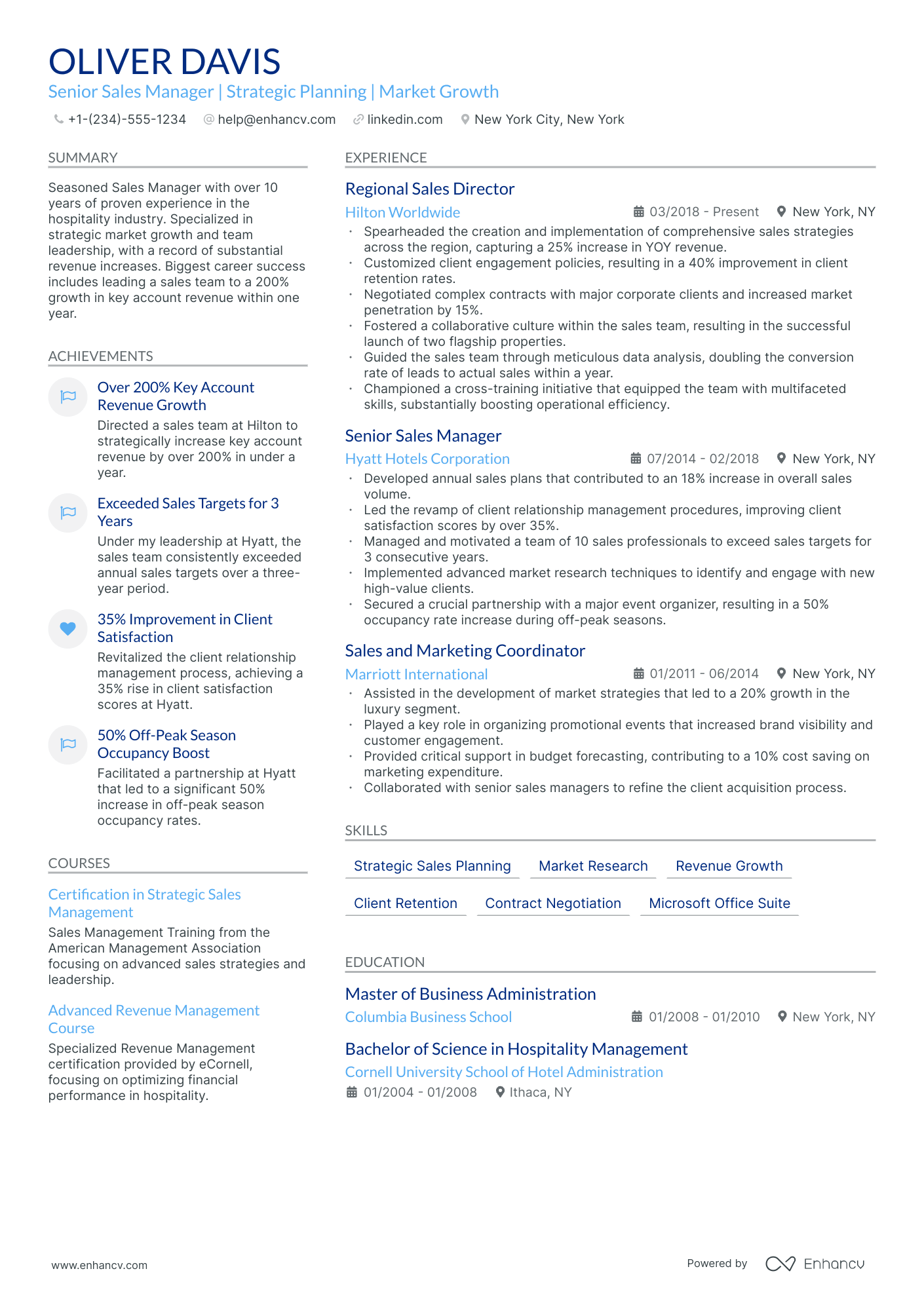 5 Hotel Sales Manager Resume Examples & Guide for 2024