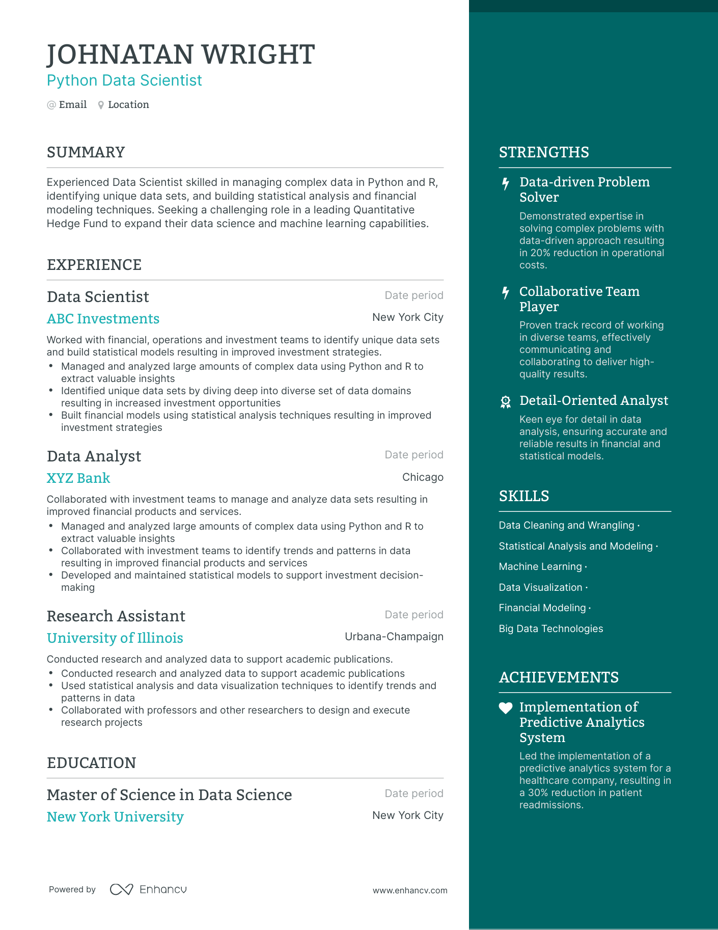 5 Python Data Scientist Resume Examples & Guide for 2023