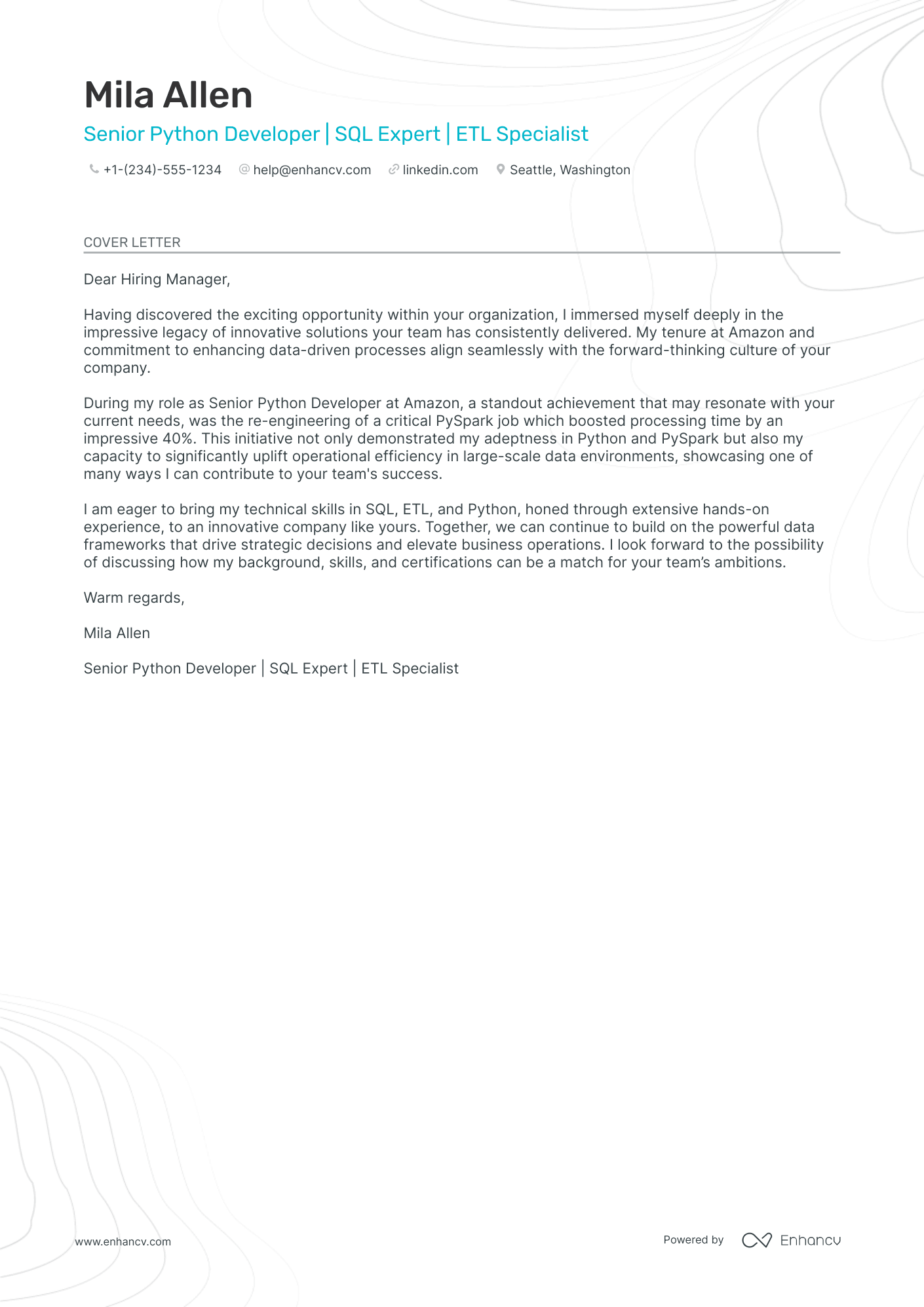 10 Professional ETL Developer Cover Letter Examples and Template for ...