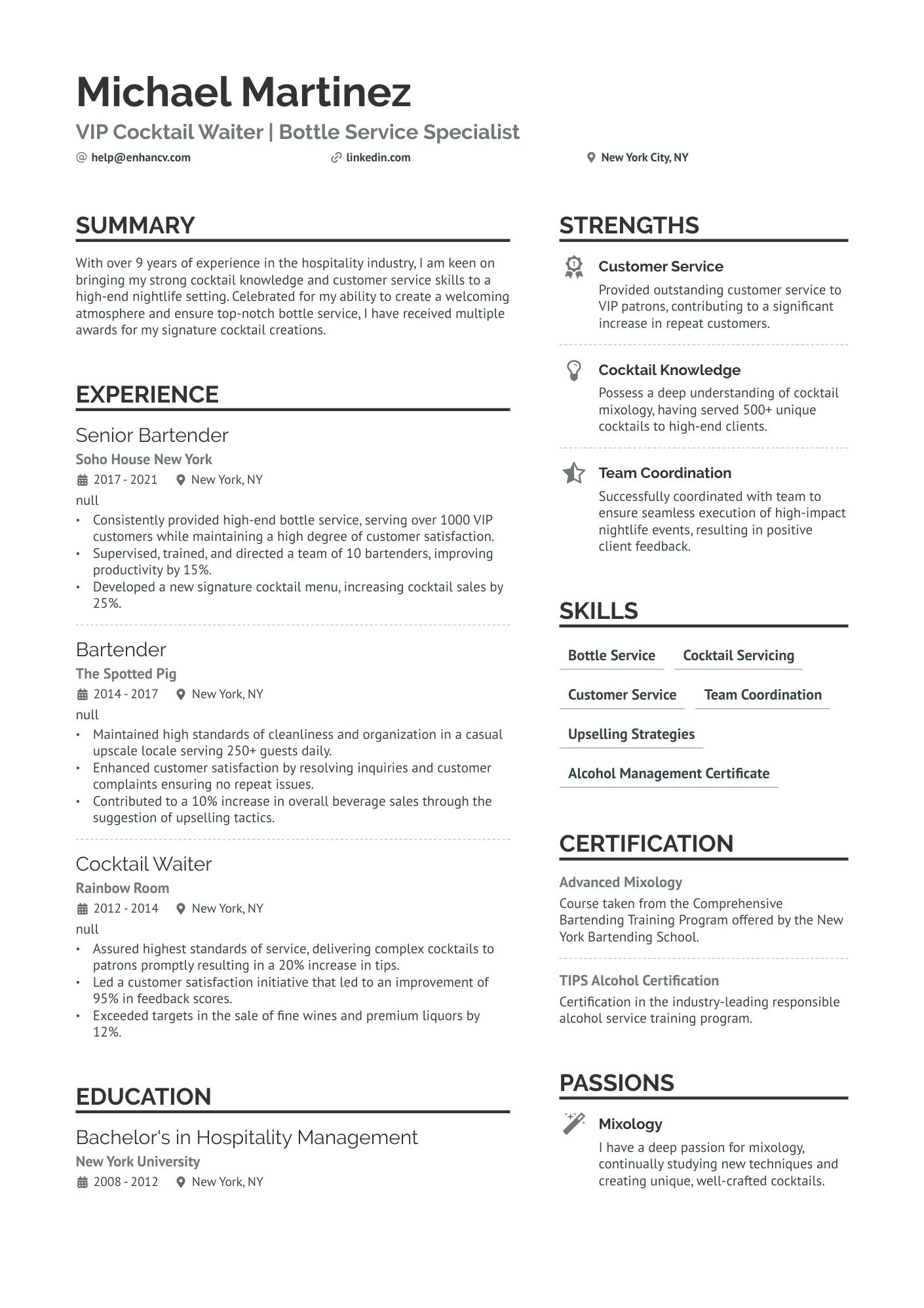 10 Waitress Resume Examples & Guide for 2024