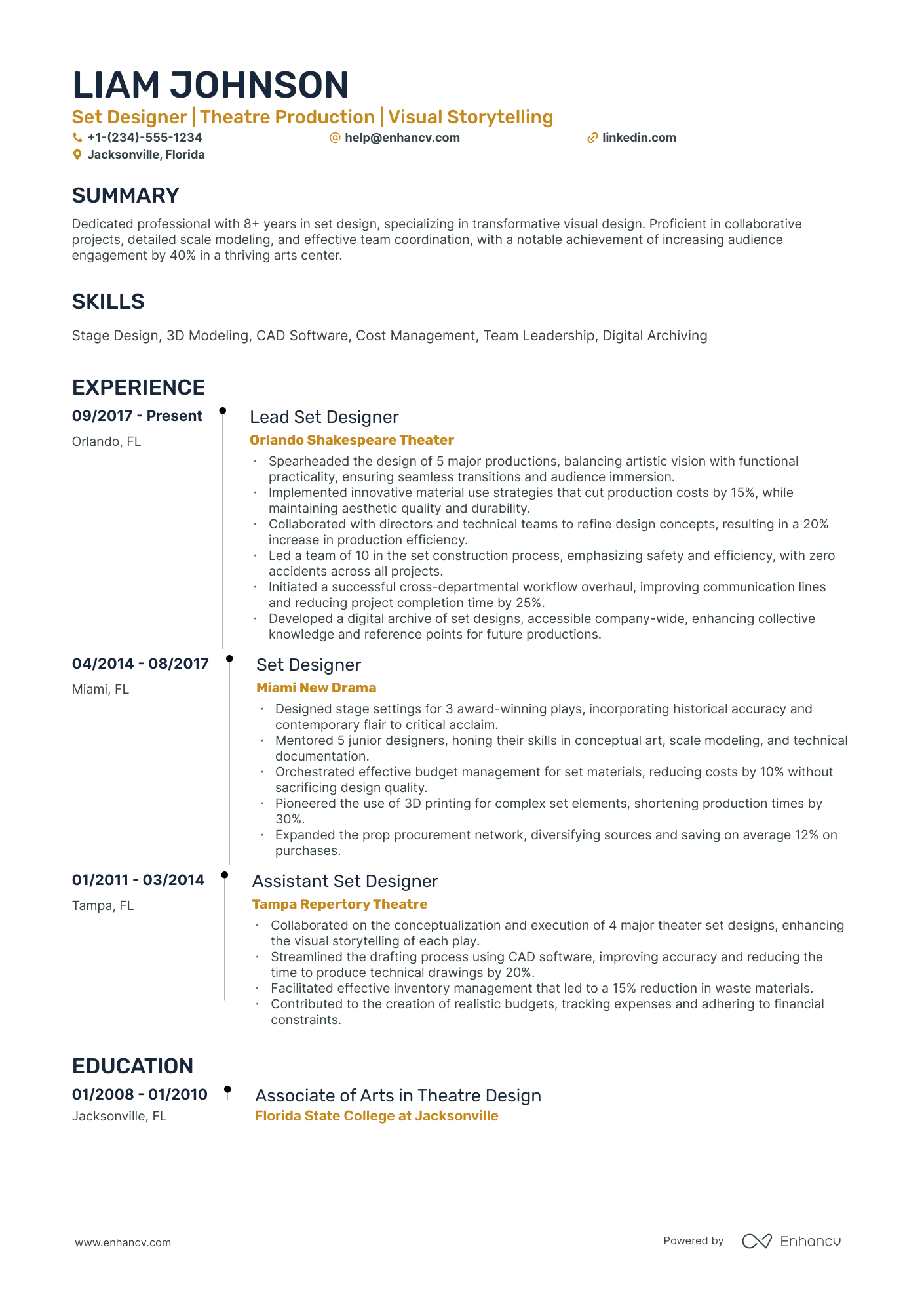 10 Set Designer Resume Examples, Templates & Guide for 2026