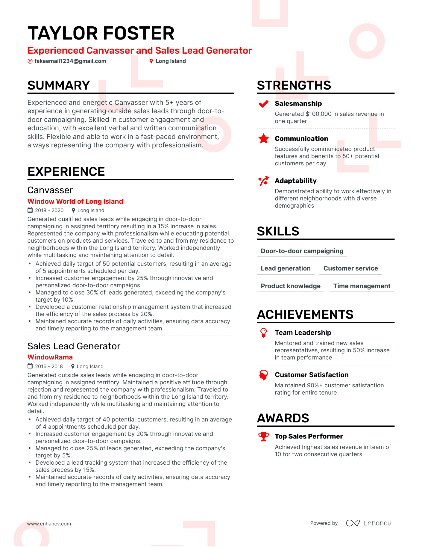 5 Canvasser Resume Examples & Guide for 2024