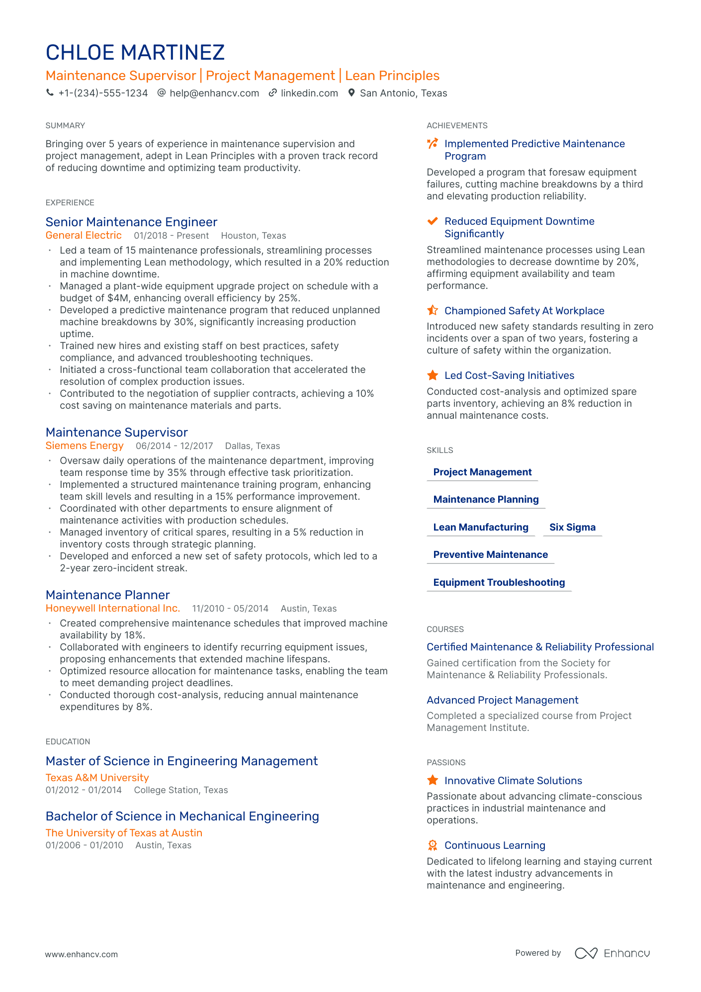 5 Maintenance Manager Resume Examples & Guide for 2024