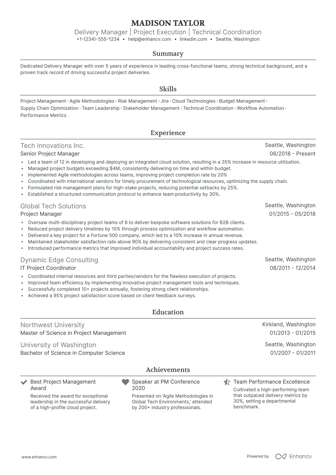 5 Delivery Manager Resume Examples & Guide for 2024