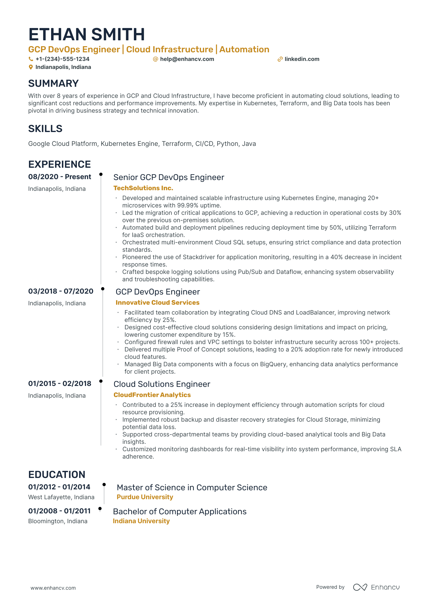 10 GCP Devops Engineer Resume Examples & Guide for 2026