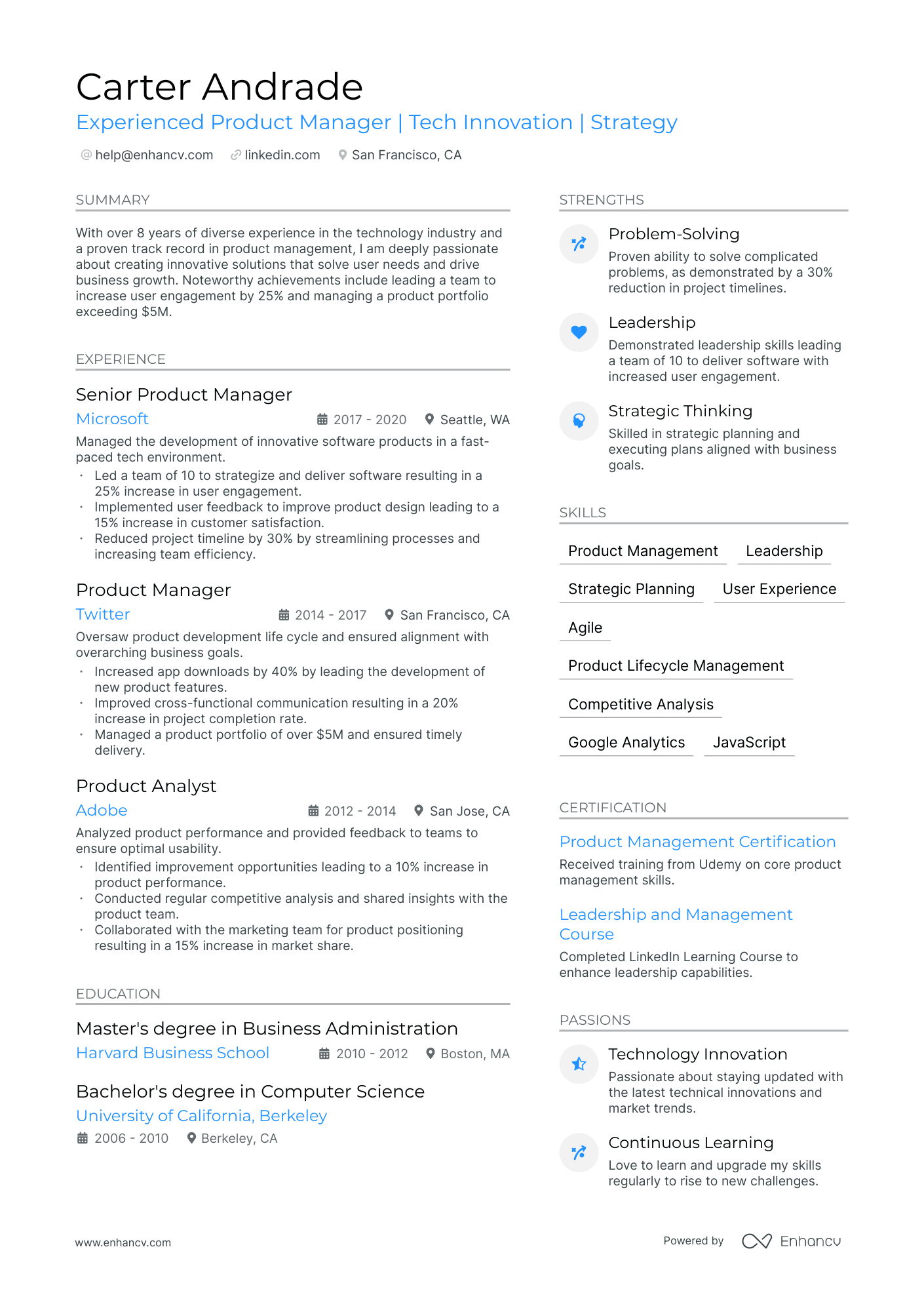 5 Google Product Manager Resume Examples & Guide for 2024