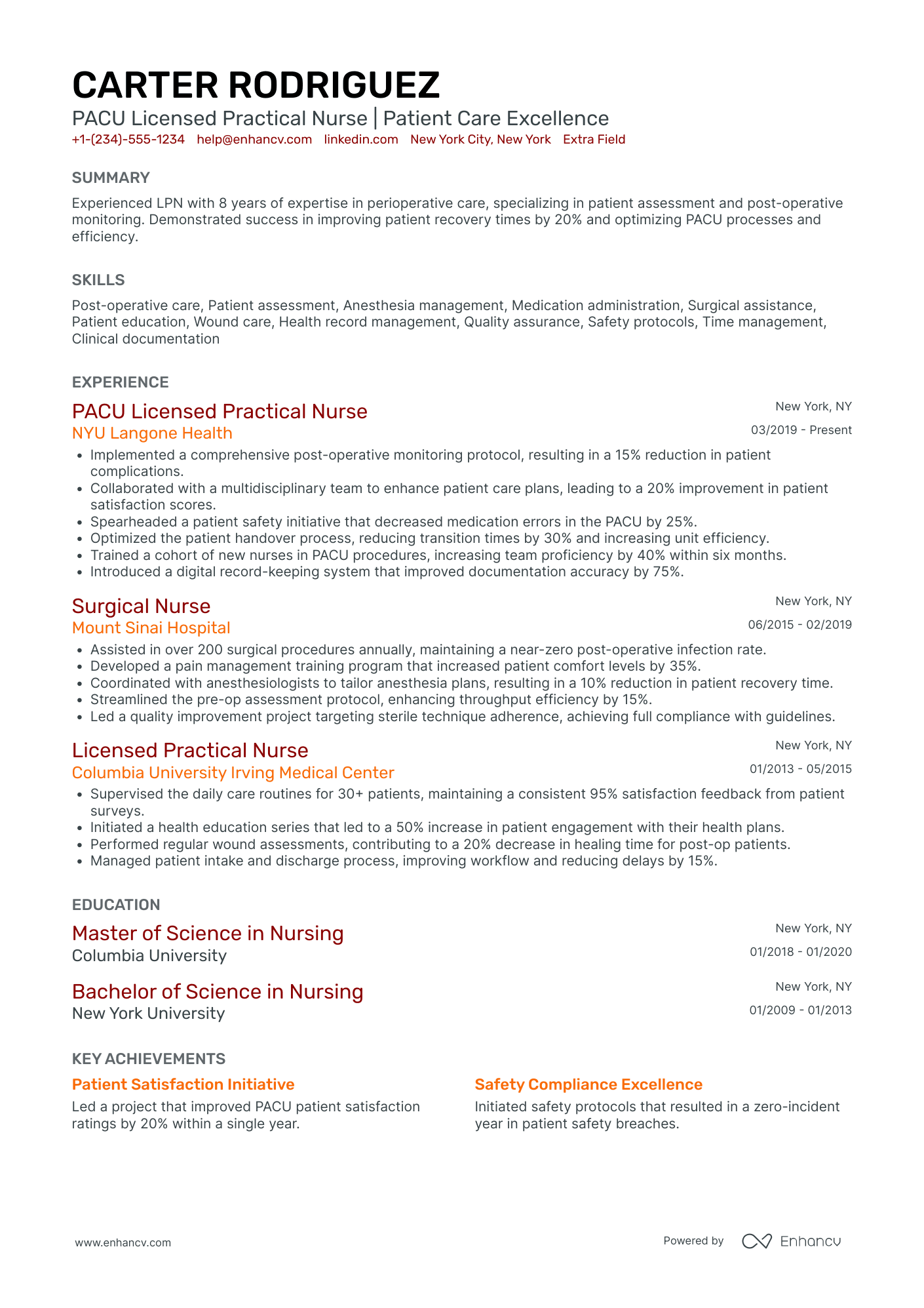 16 PACU Nurse Resume Examples & Guide for 2026
