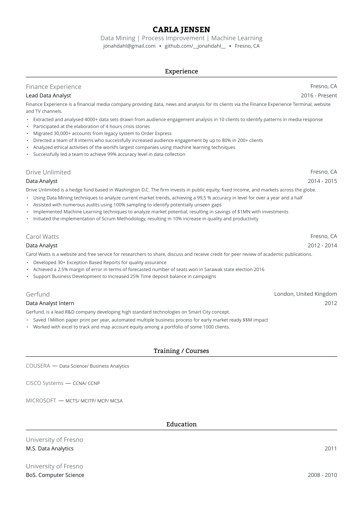 5 Data Mining Resume Examples & Guide for 2024
