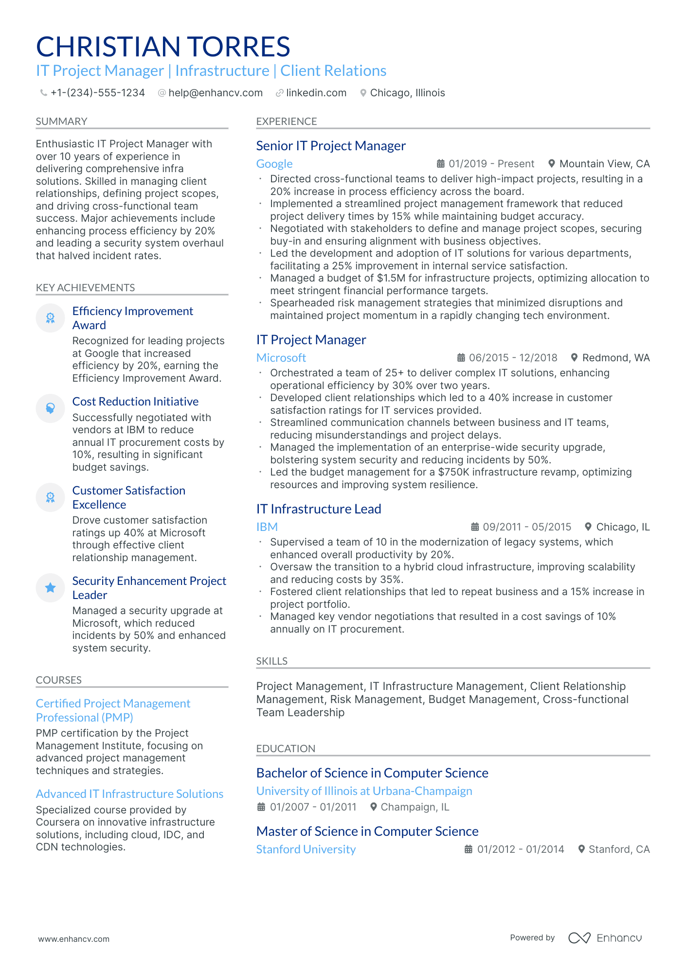 10 Infrastructure Project Manager Resume Examples & Guide for 2025