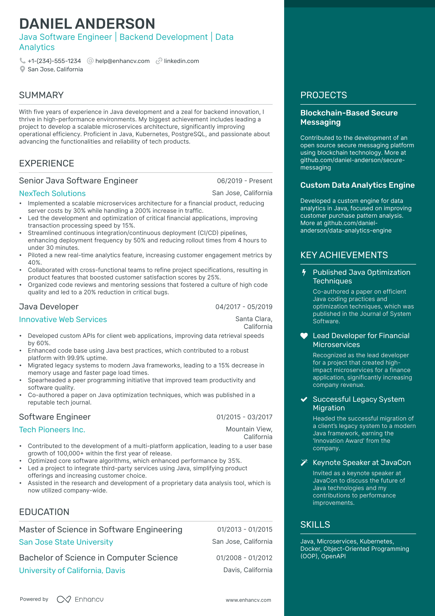 10 Java Software Engineer Resume Examples & Guide for 2025
