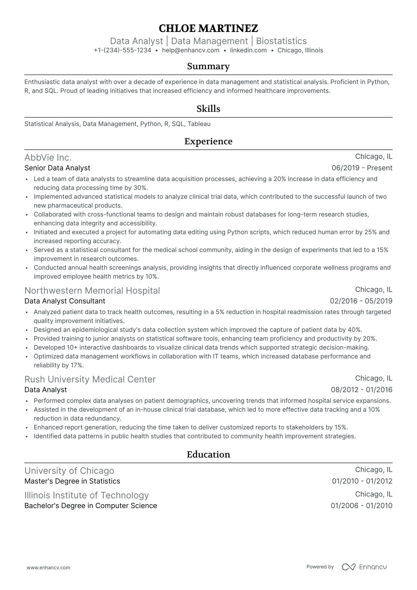 10 Statistical Data Analyst Resume Examples & Guide for 2025