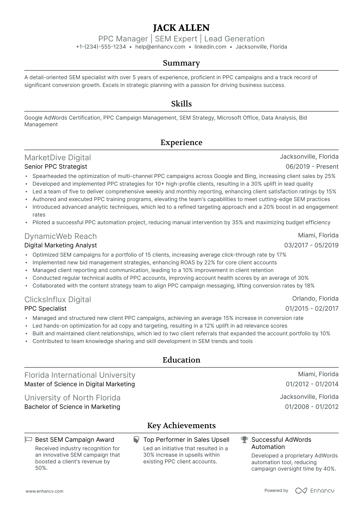 10 PPC Manager Resume Examples & Guide for 2025