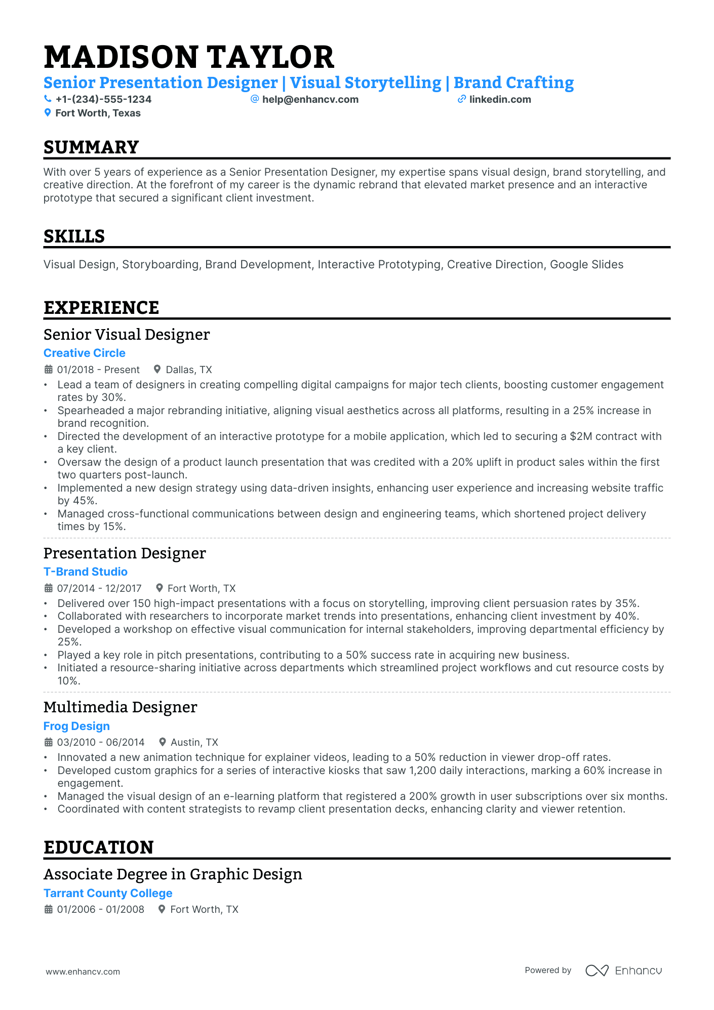 10 Presentation Designer Resume Examples & Guide for 2026
