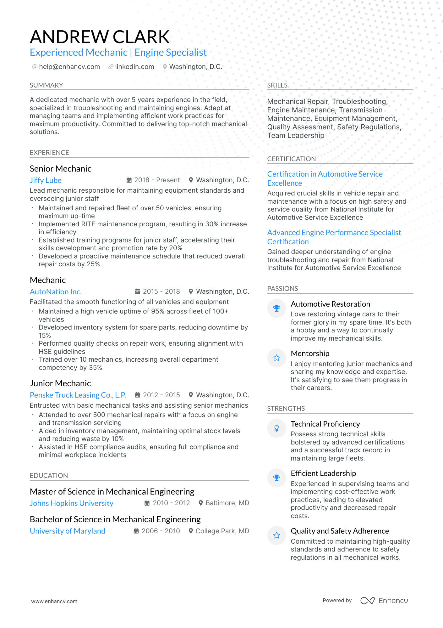10 Maintenance Mechanic Resume Examples & Guide for 2026