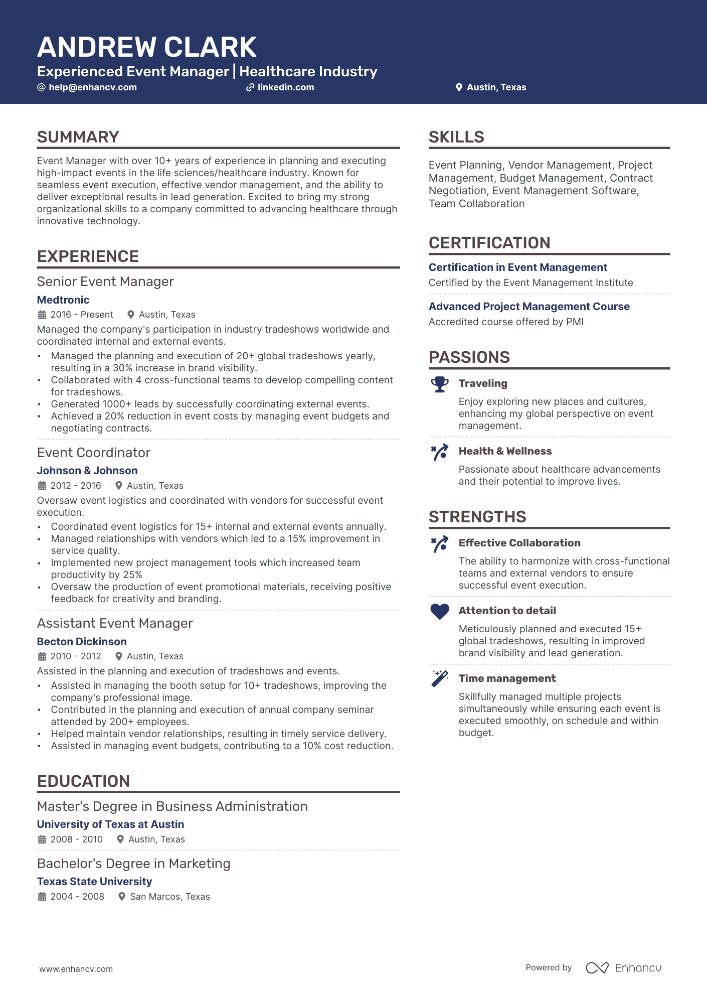 10 Events Manager Resume Examples & Guide for 2026