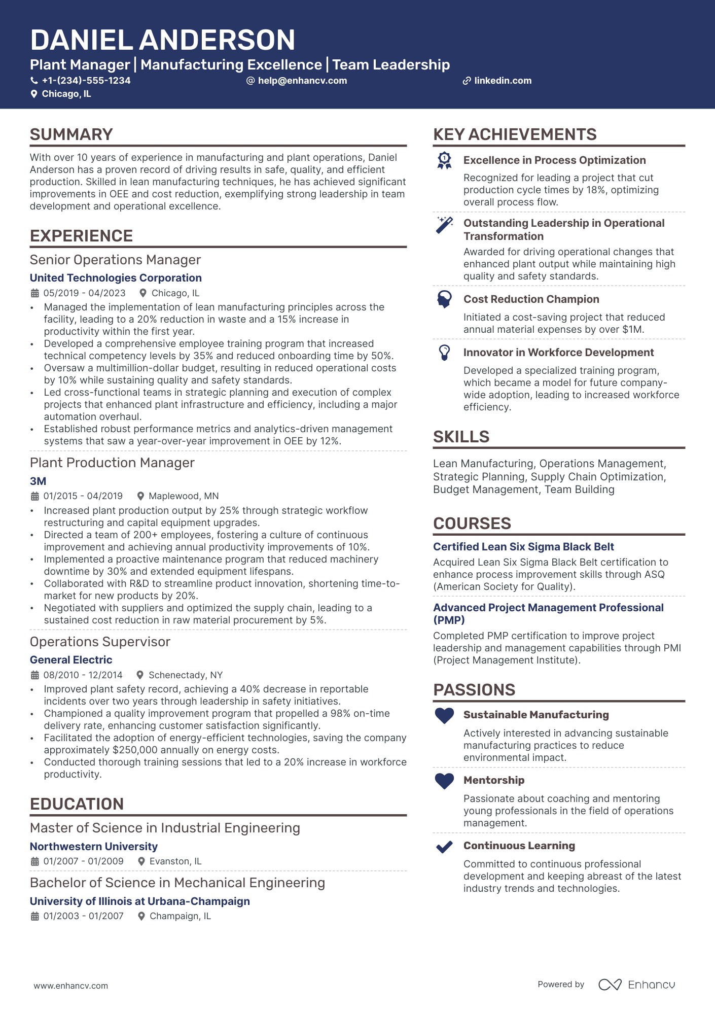 10 Plant Manager Resume Examples & Guide for 2026