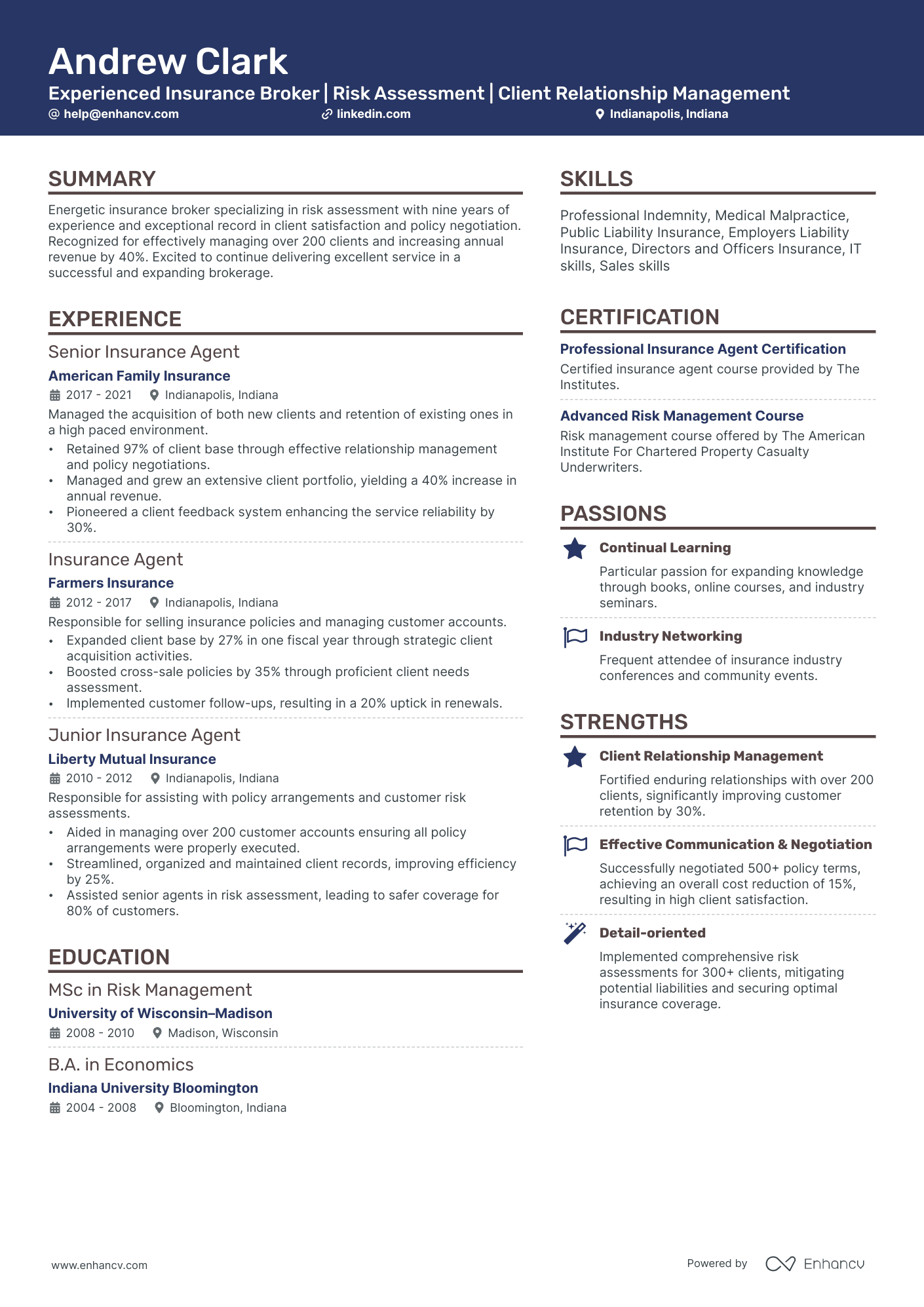 10 Insurance Broker Resume Examples & Guide for 2026