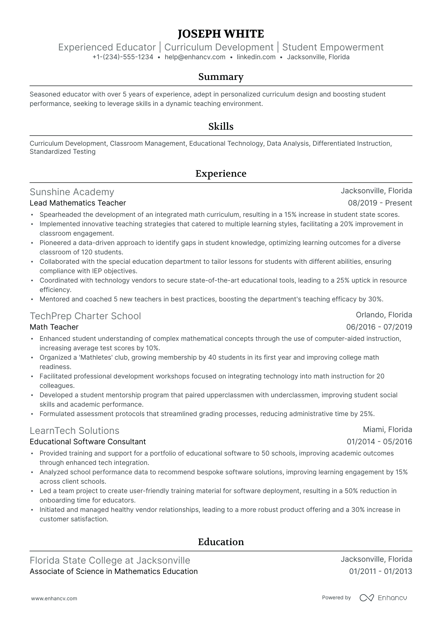 10 Technology Teacher Resume Examples & Guide for 2026