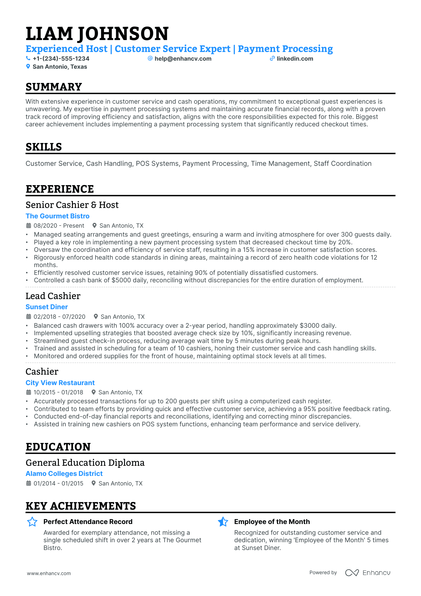 10 Food Cashier Resume Examples & Guide For 2025