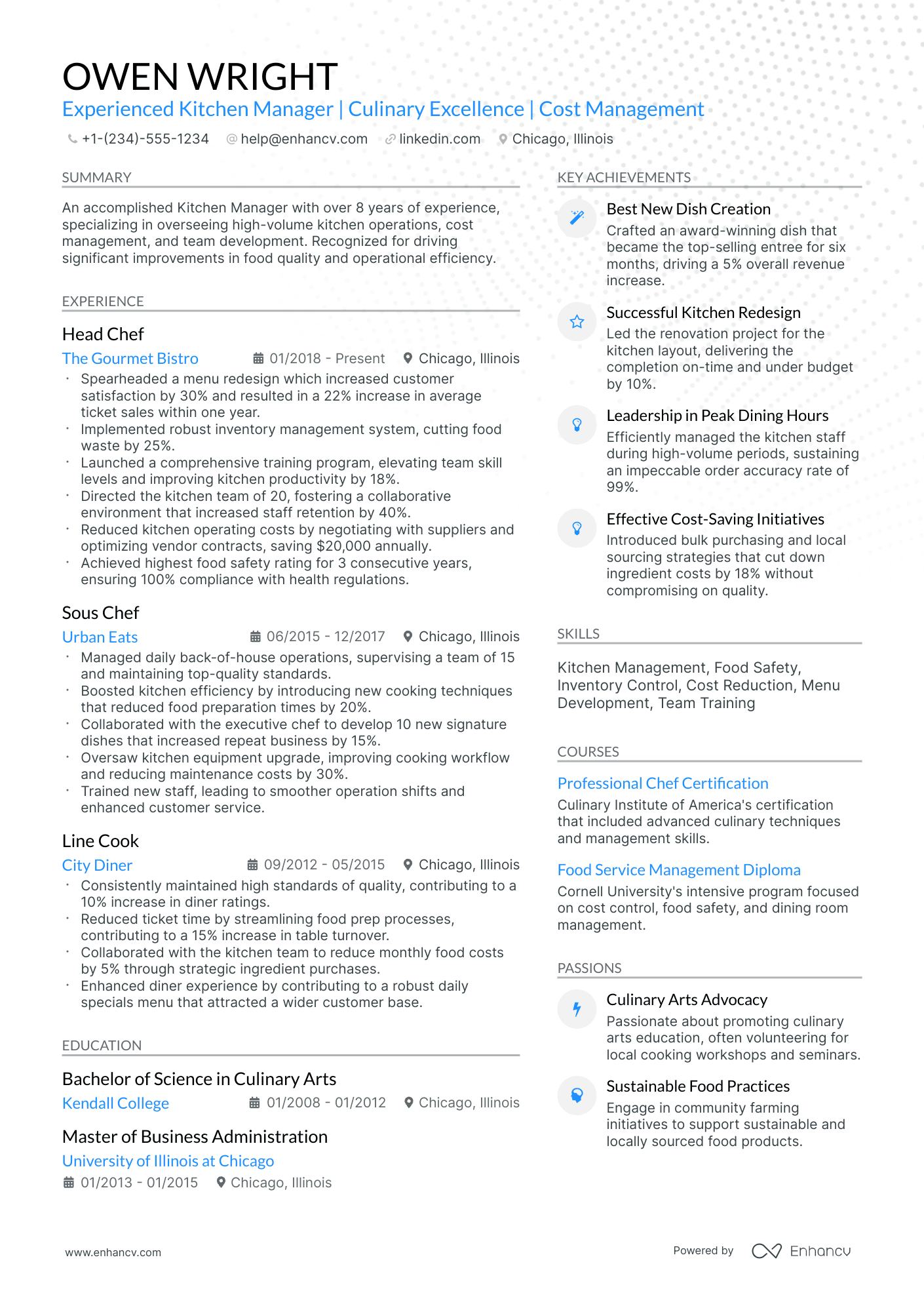 10 Kitchen Manager Resume Examples, Templates & Guide for 2026