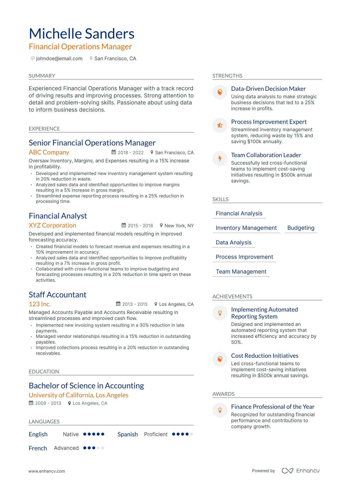 5 Financial Operations Manager Resume Examples & Guide for 2024