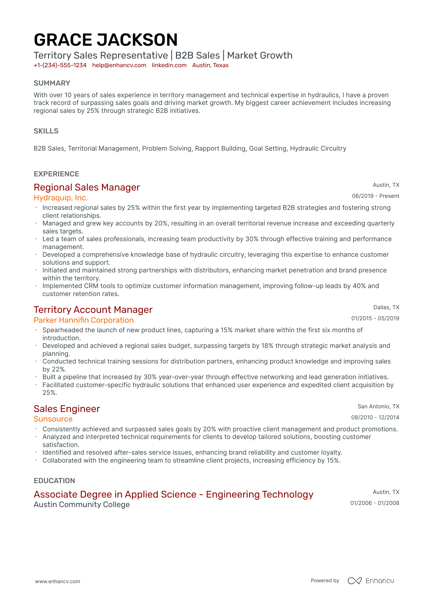 10 Territory Sales Representative Resume Examples & Guide for 2026