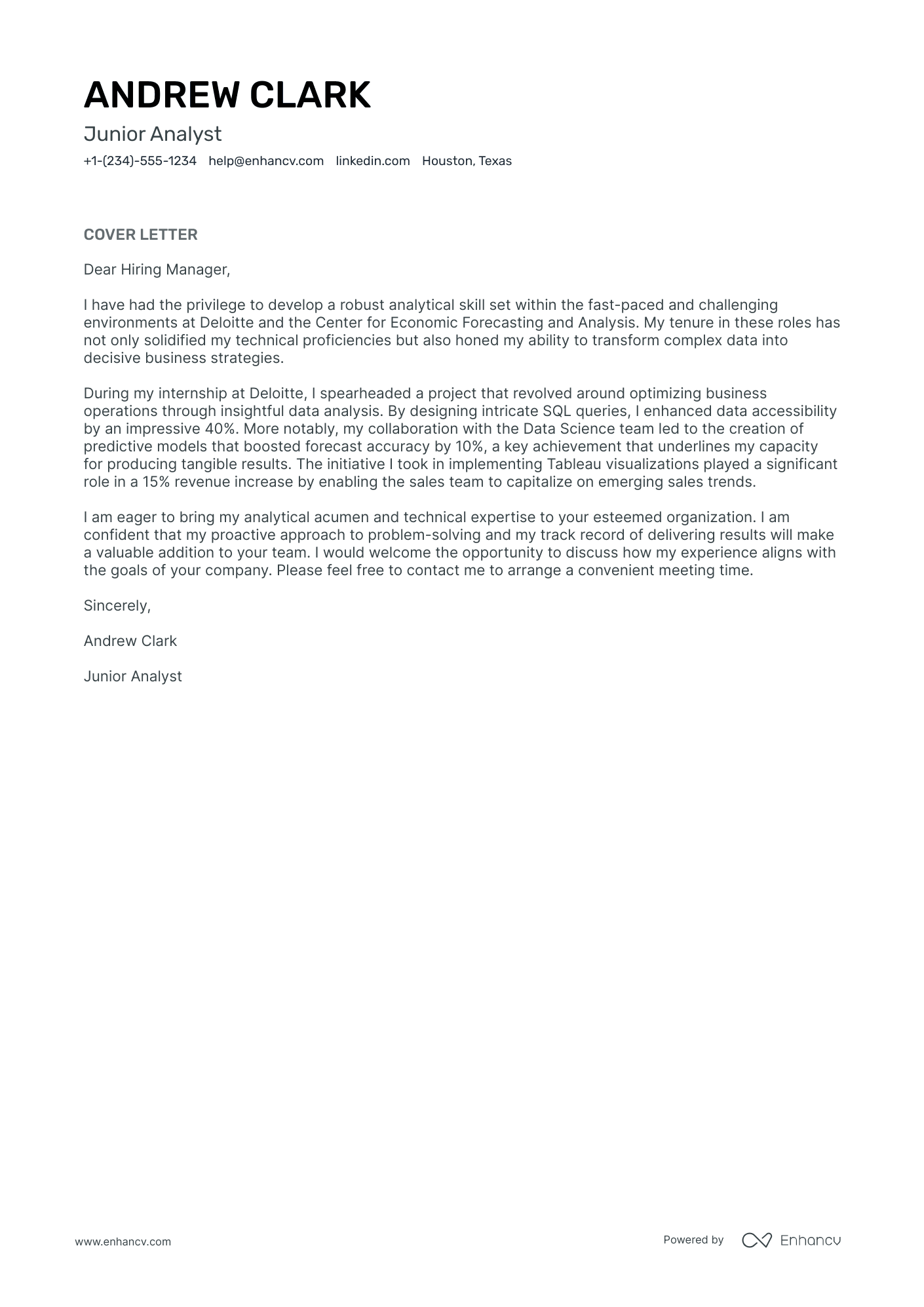20 Professional Data Analyst Cover Letter Examples and Template for ...