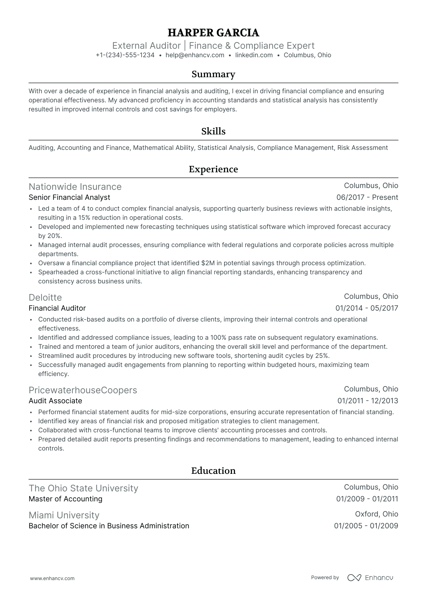 10 External Auditor Resume Examples & Guide for 2026
